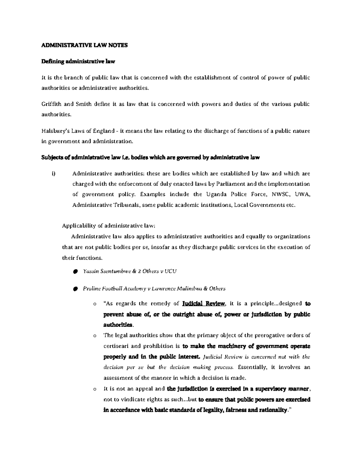 Administrative LAW Notes - ADMINISTRATIVE LAW NOTES Defining ...
