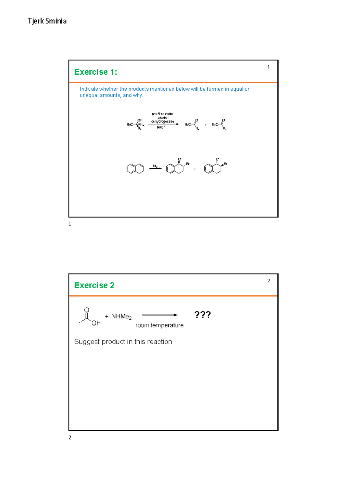 Tutorial 2 - Exercises on Organic Chemistry Concepts - Studeersnel