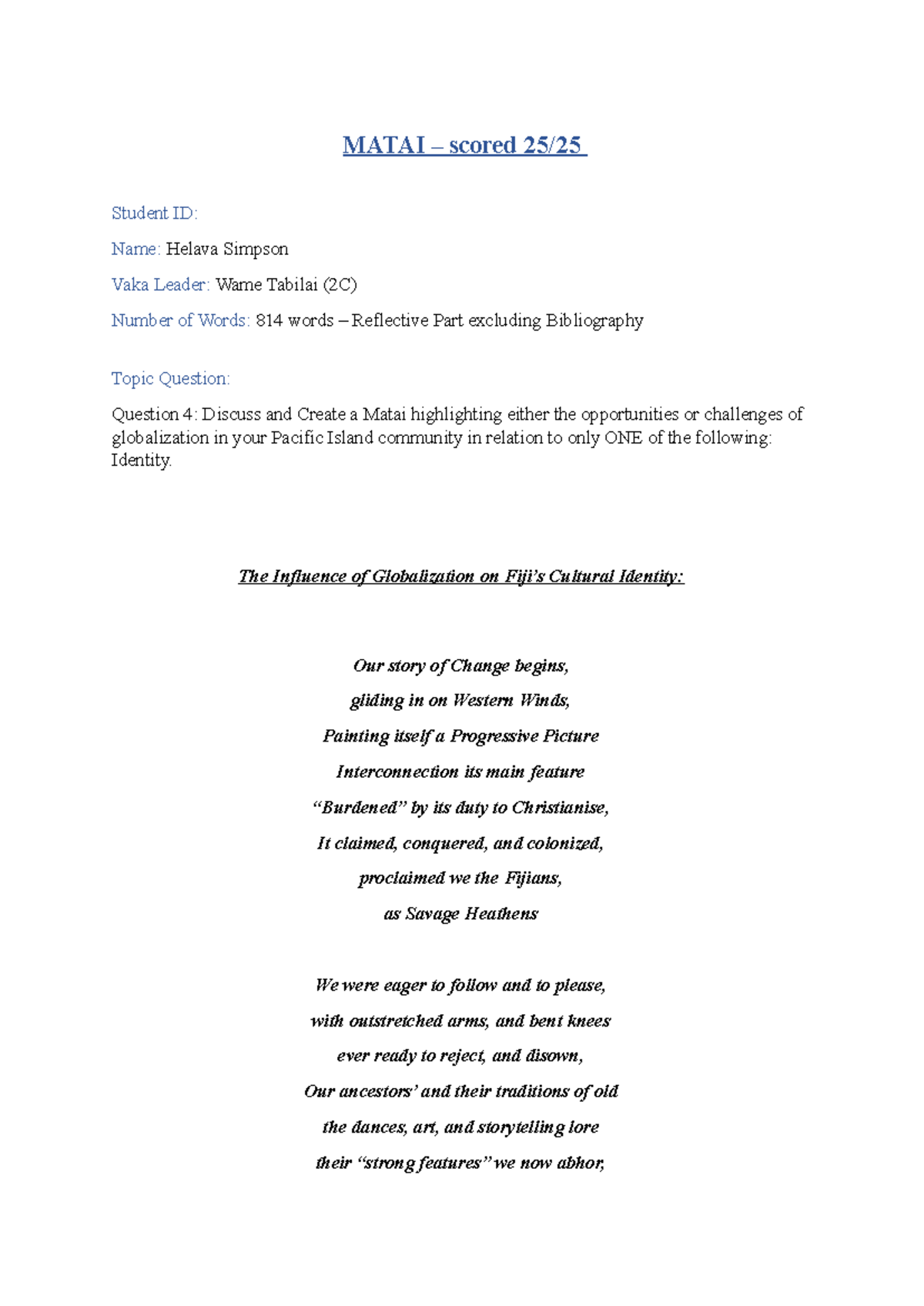 Cultural Identity and Globalization: Creative Matai by Helava Simpson ...