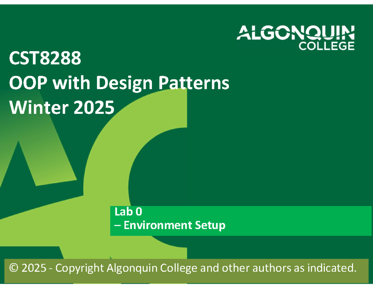 Lab0 - first lab practice for oop - CST OOP with Design Patterns Winter 2025 Lab 0 Environment ...