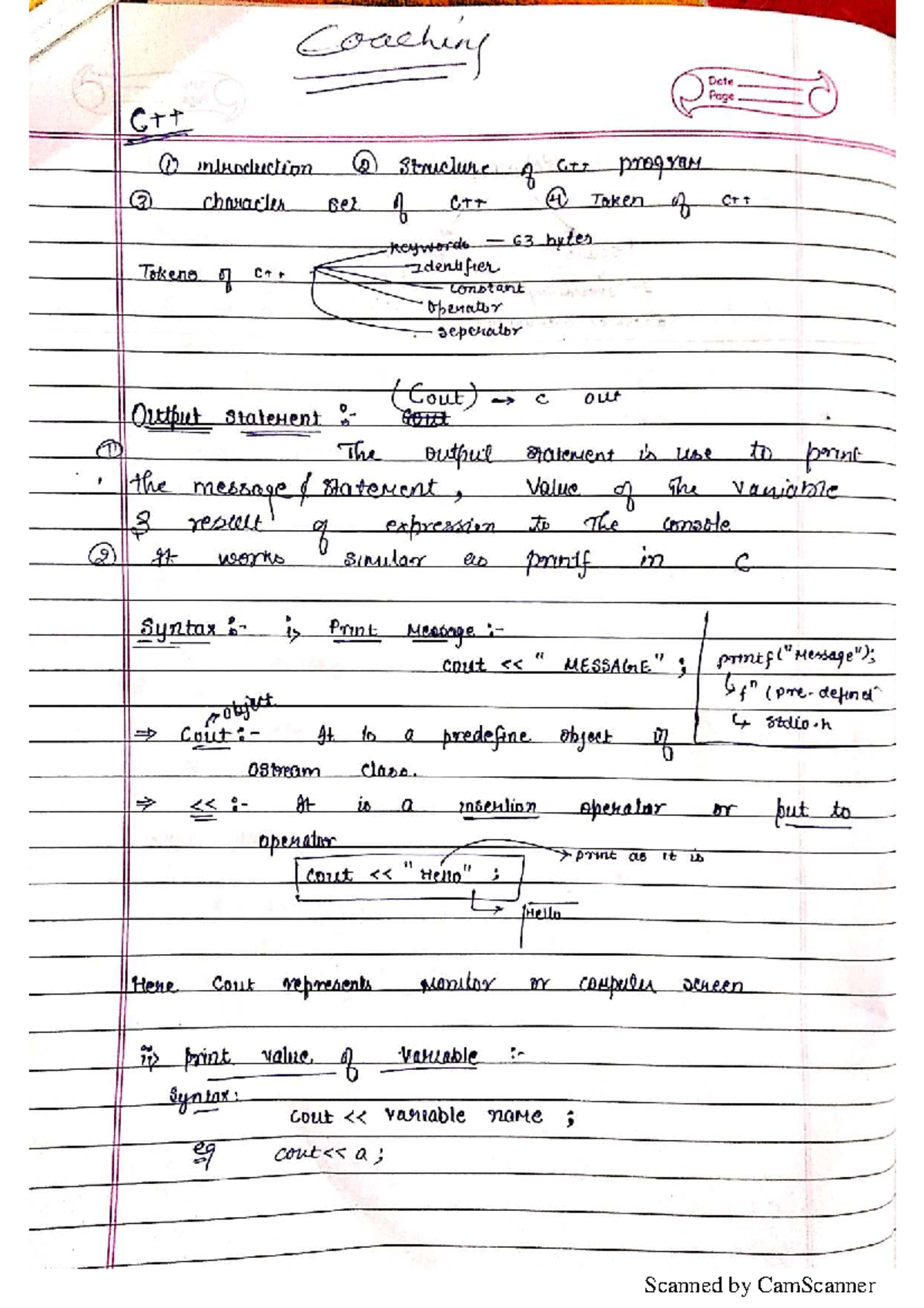 C++ Notes: Key Concepts and Syntax Overview (Course Code: C++) - Studocu