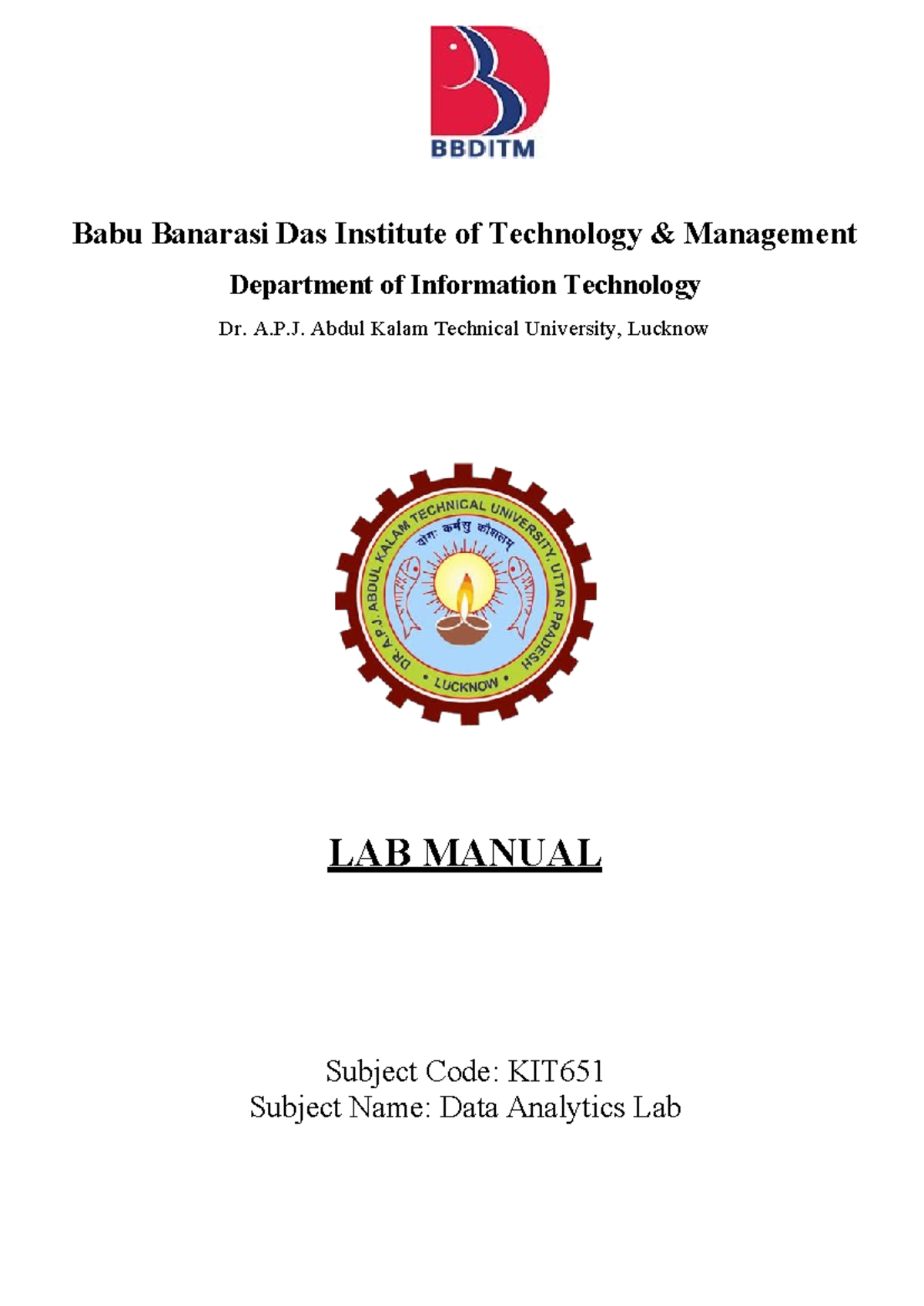 Data Analytics Lab Manual (KIT) for IT Students - Experiments ...