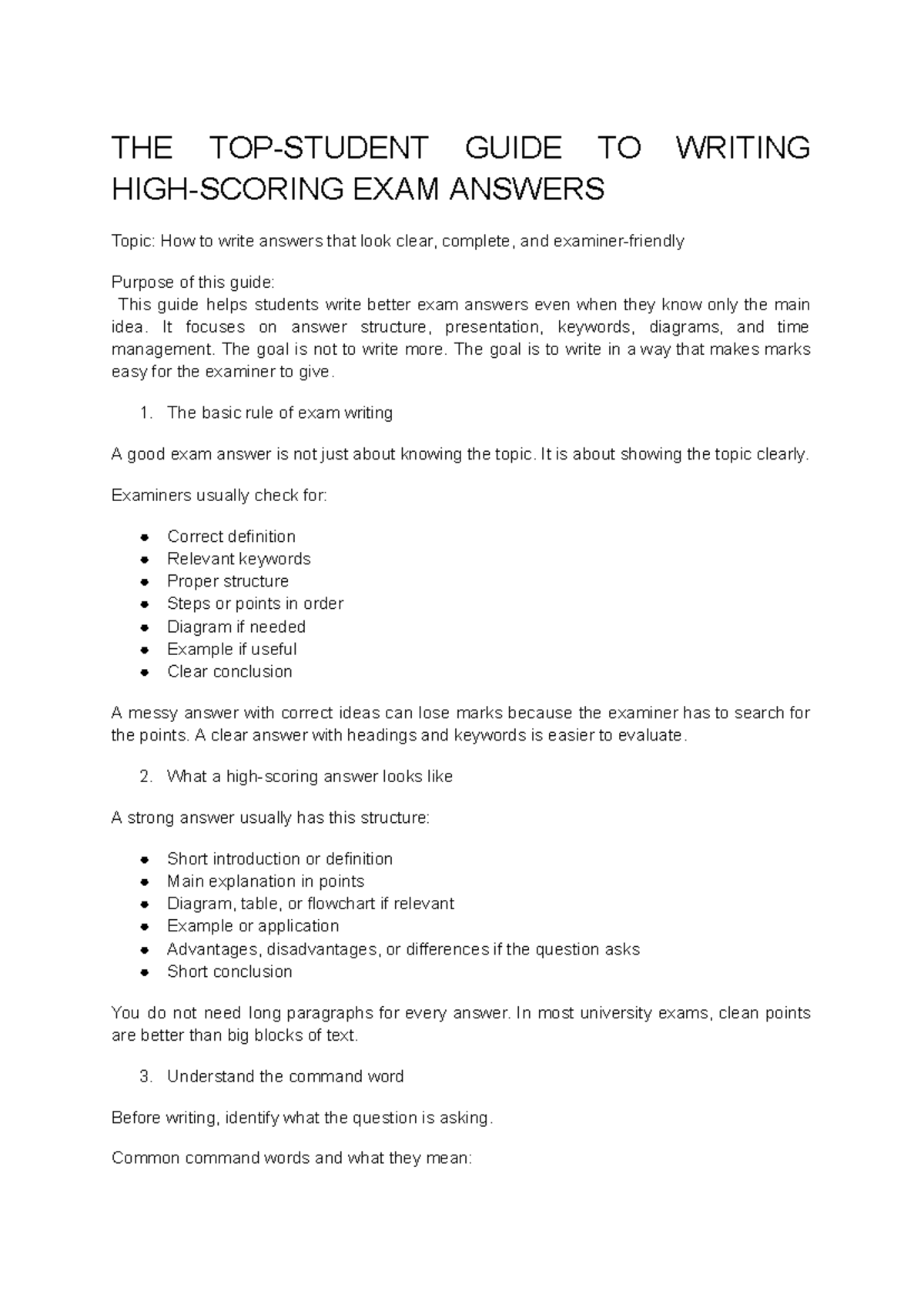 Writing Exams: A Guide to High-Scoring Answers - Studocu