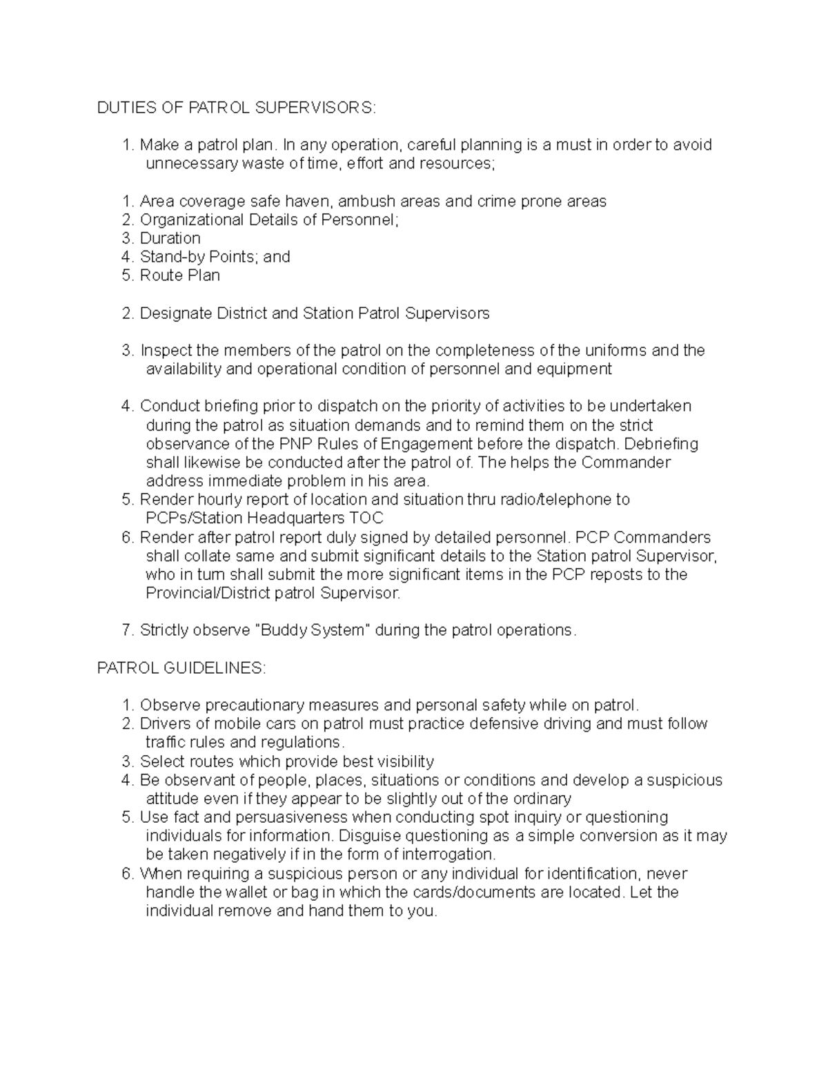 Lesson 6: Duties & Guidelines for Patrol Supervisors - Studocu