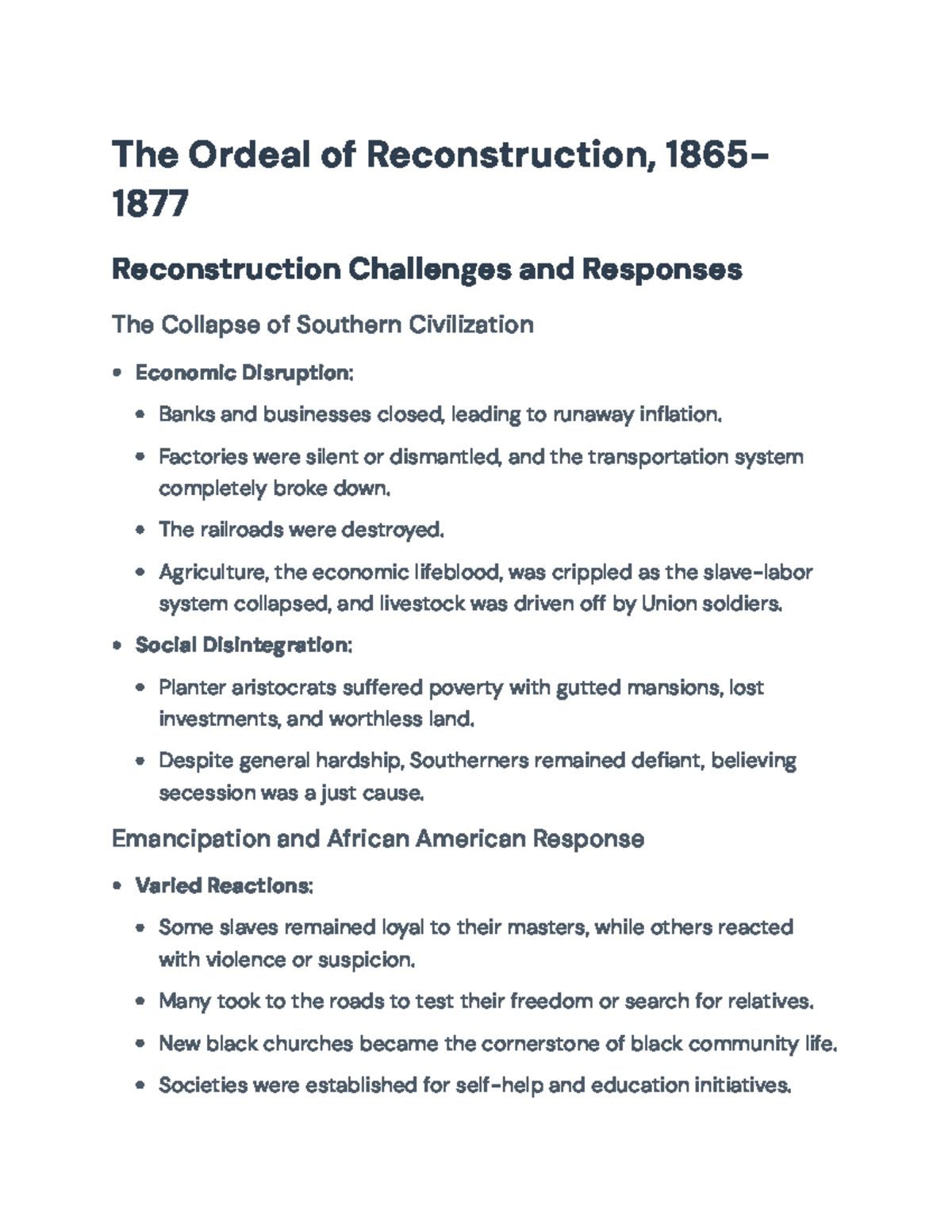 Reconstruction Era (1865-1877): Economic, Social & Political Changes ...