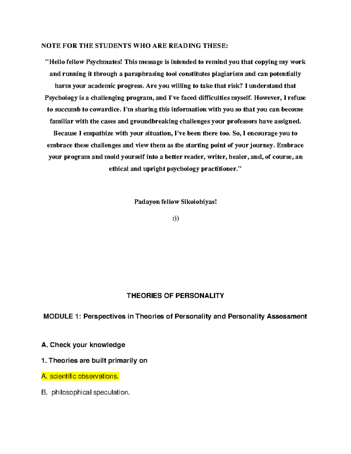 TOP 1 - ............. - NOTE FOR THE STUDENTS WHO ARE READING THESE ...