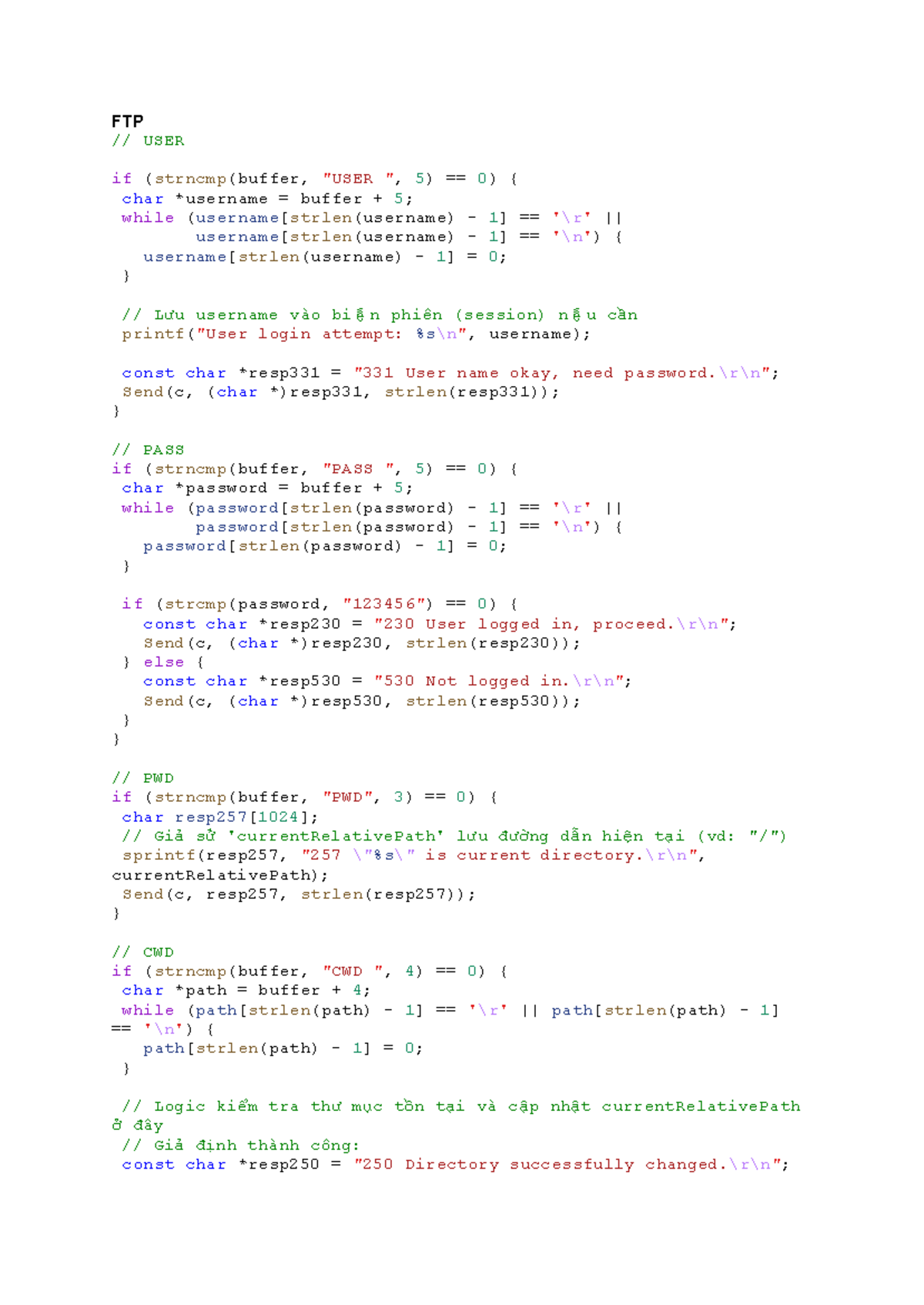 FTP-HTTP-POP3 - code for midterm - FTP // USER if (strncmp(buffer ...