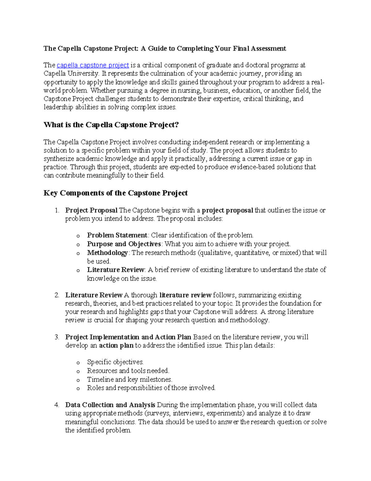 Capella capstone project: a guide to completing your final assessment ...
