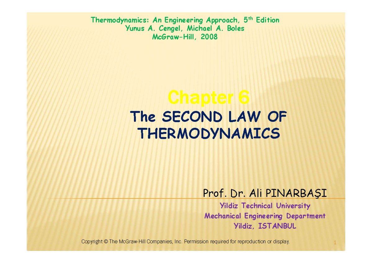 Thermodynamics ME 101: Chapter 6 - The Second Law Explained - Studocu