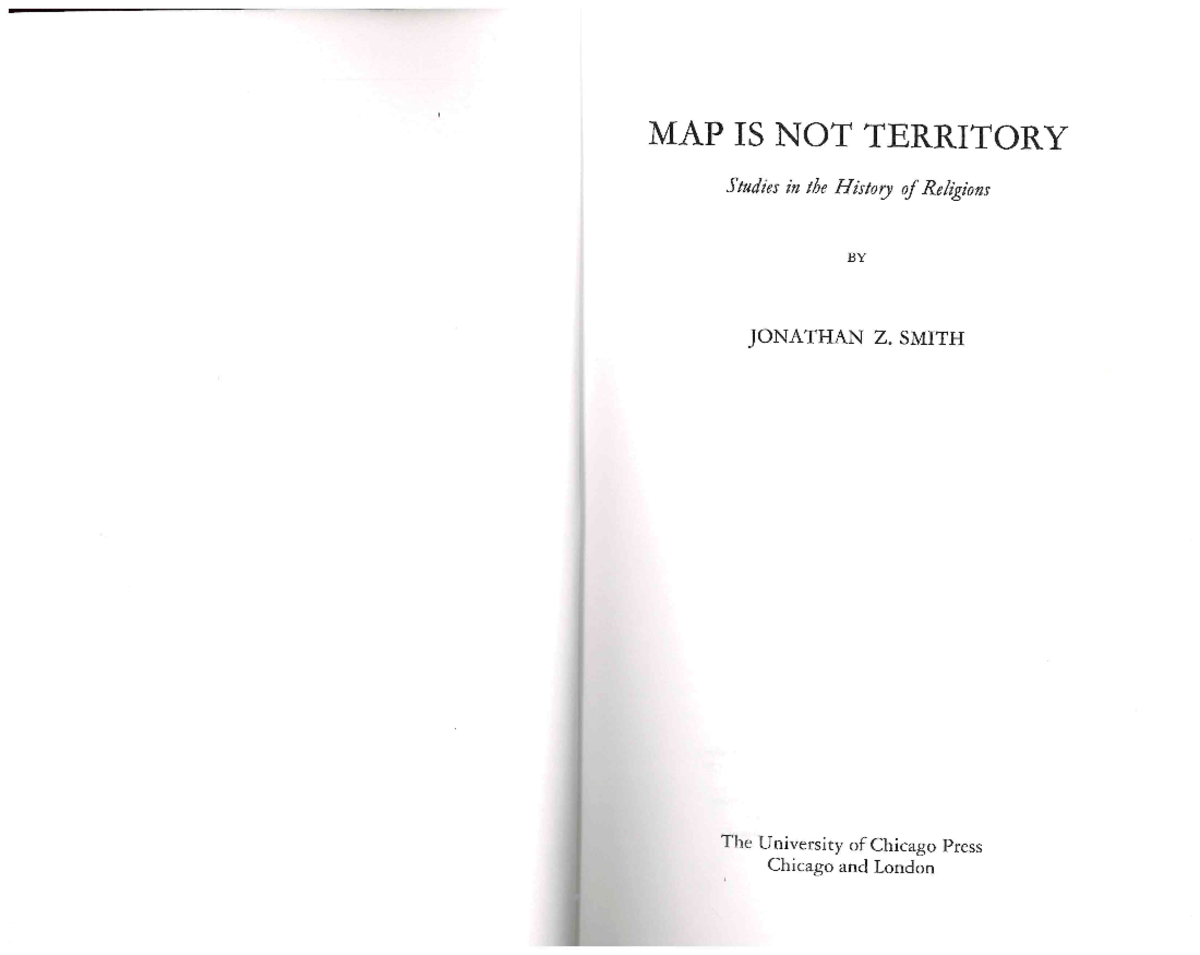 JZ Smith: Examining "Map Is Not Territory" in Religion Studies - Studocu