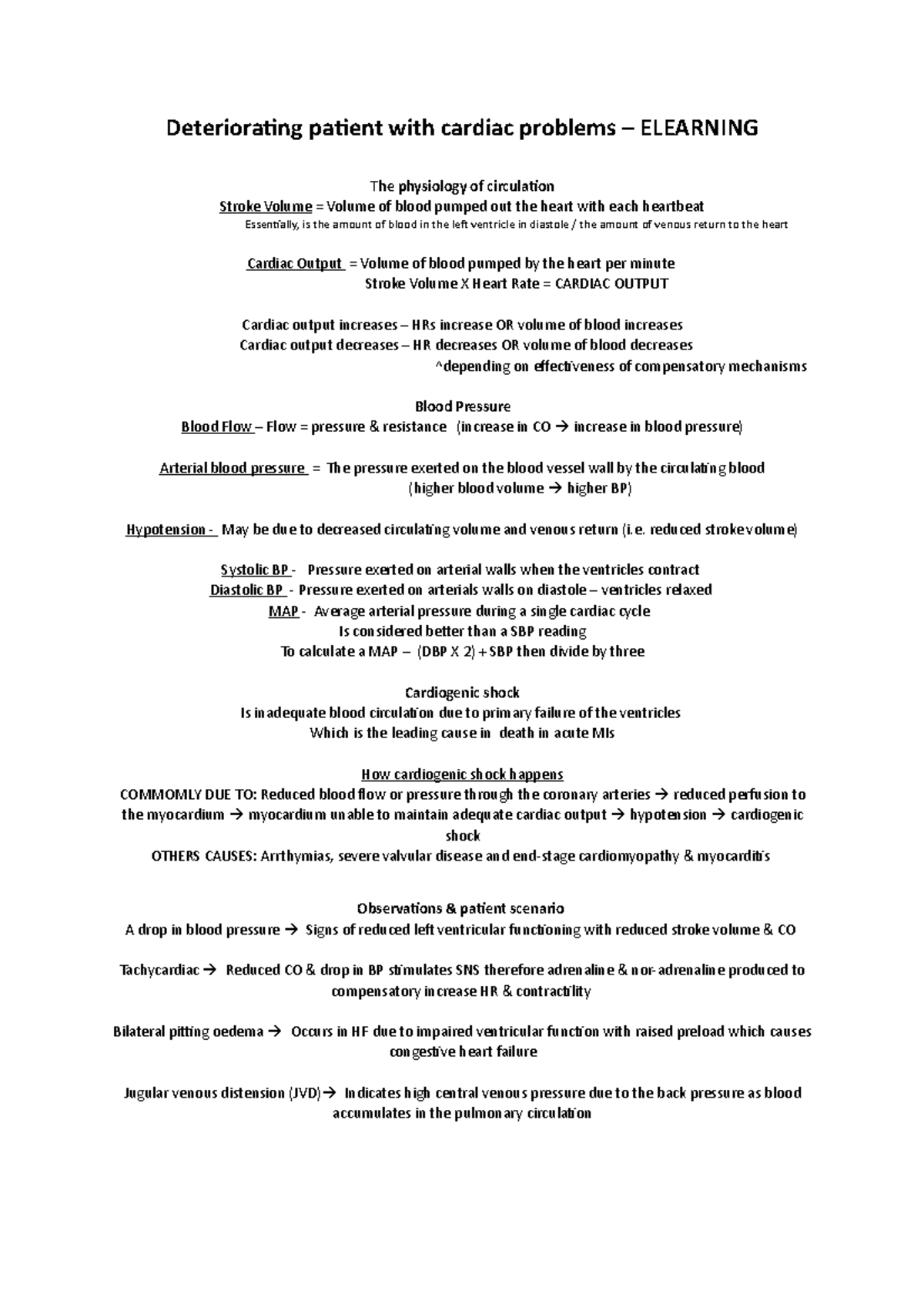 Deteriorating patient with cardiac problems - lecture notes ...