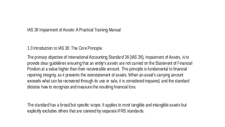 IAS 36: Impairment of Assets - A Comprehensive Training Guide - Studocu