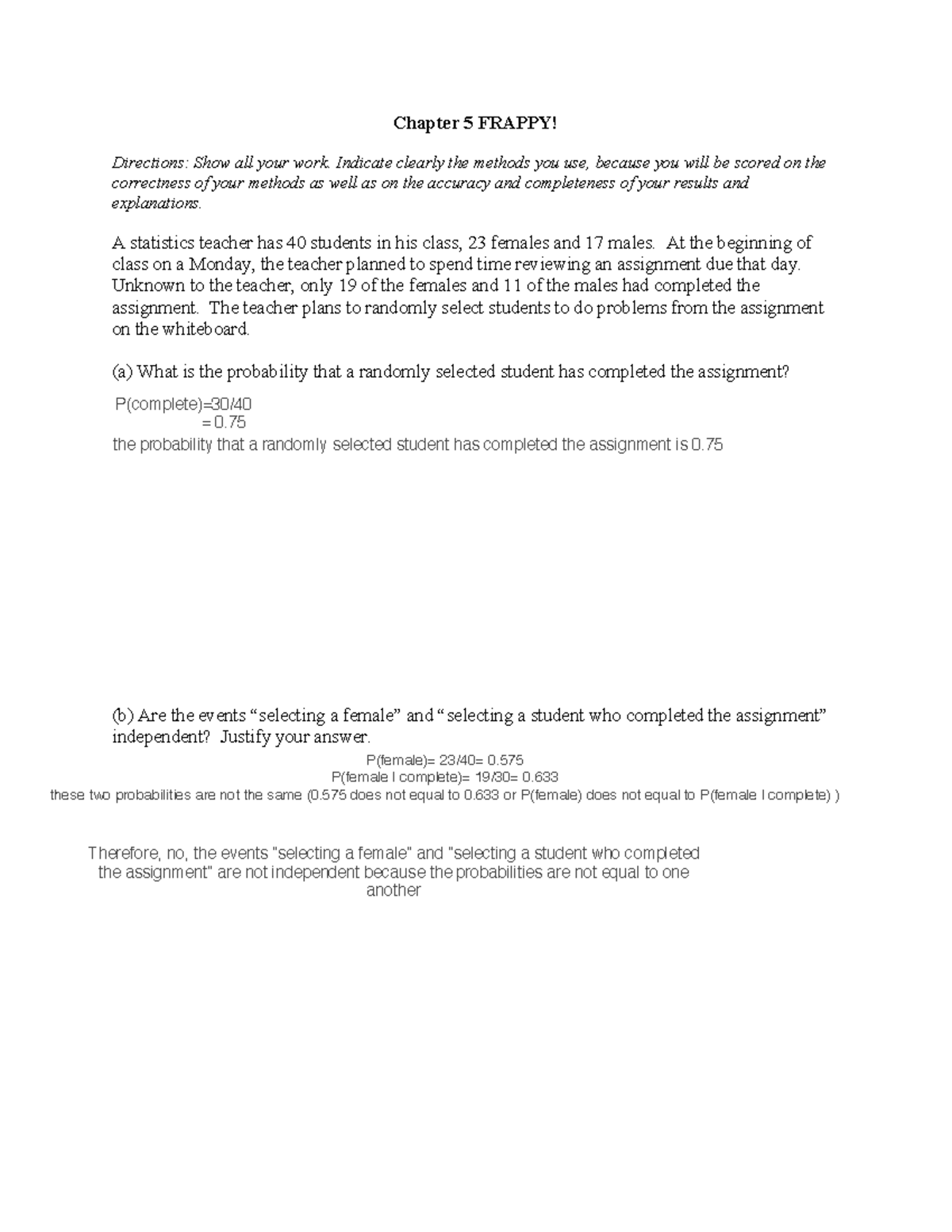 Tan Melissa Frappy 5 - AP stats chapter 5 - Chapter 5 FRAPPY ...