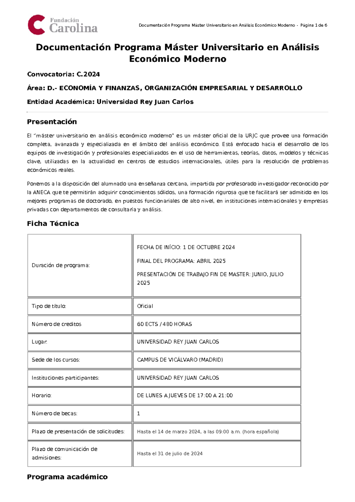 Máster Universitario en Análisis Económico Moderno - Documentación ...
