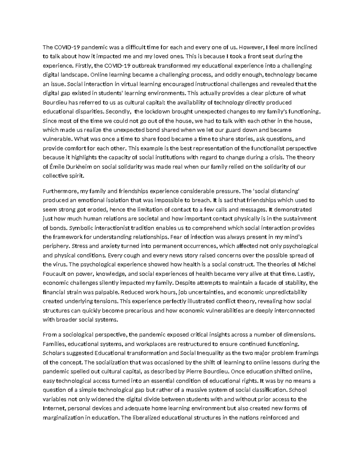 Harprit - contemporary sociology issues - The COVID-19 pandemic was a ...