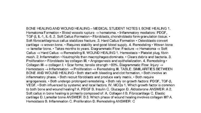 Bone and Wound Healing Notes for Medical Students - Studocu