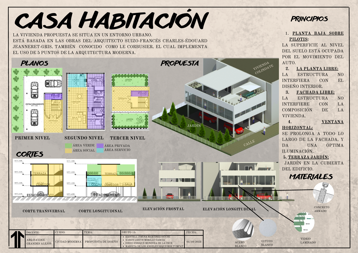 Propuesta de Diseño de Vivienda Urbana - Panel Arquitectónico T2 - Studocu