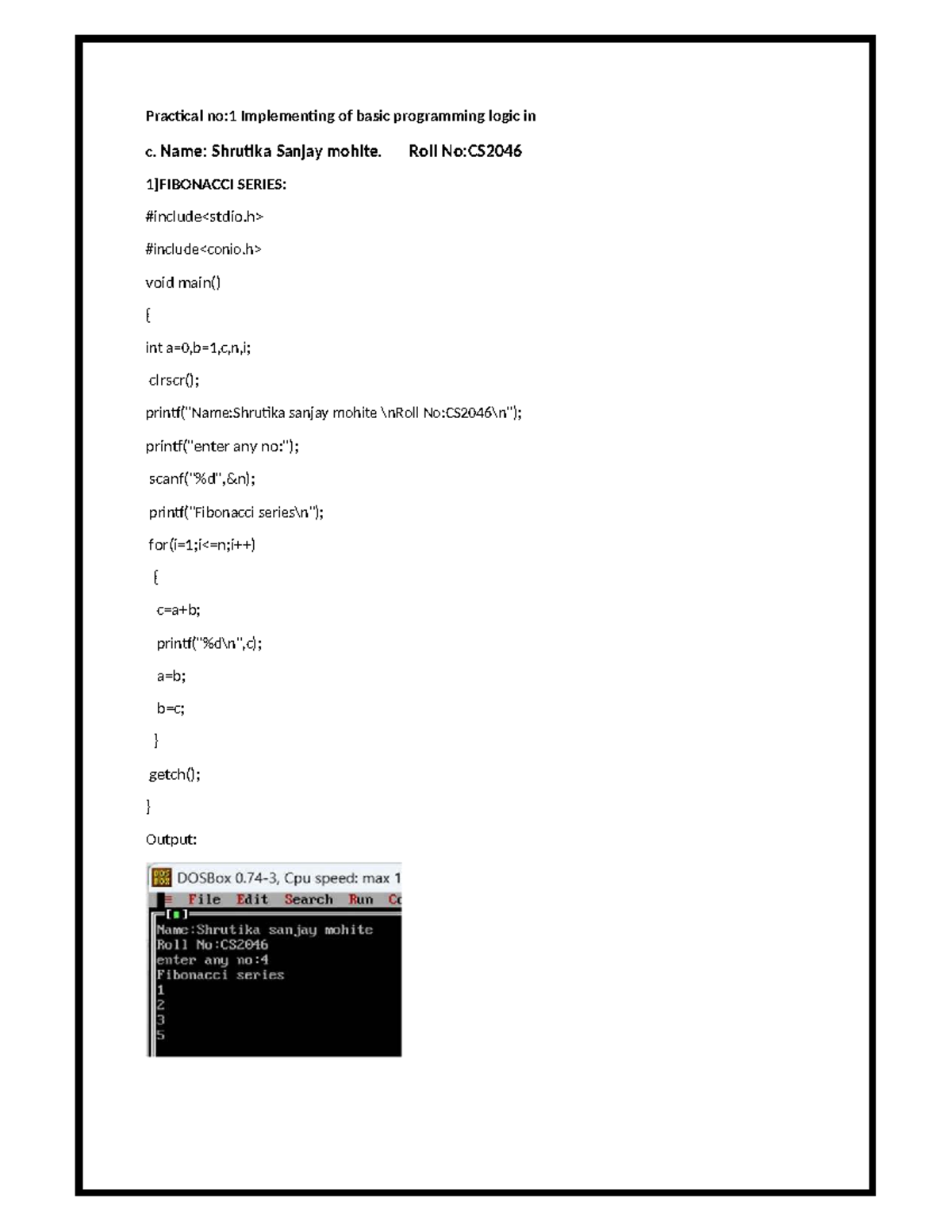 CS2046 Practical 1-6: Basic Programming Logic in C - Studocu
