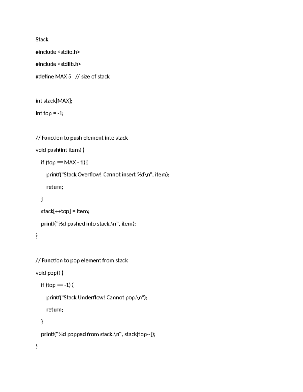 Data Structures: Stack & Queue Operations (CS101) - Studocu