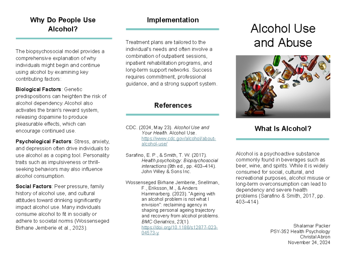 PSY-352 Final Essay: Understanding Alcohol Abuse through the ...