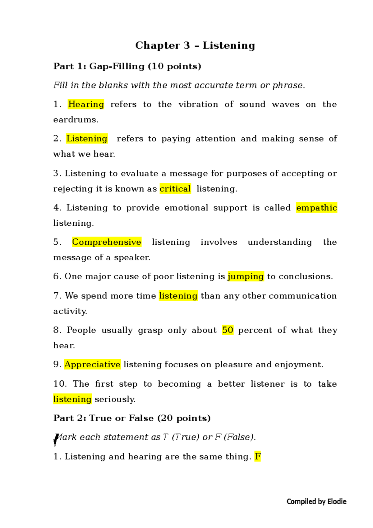 Chapter 3 Listening Skills: Fill in the Blanks & Practice Questions ...