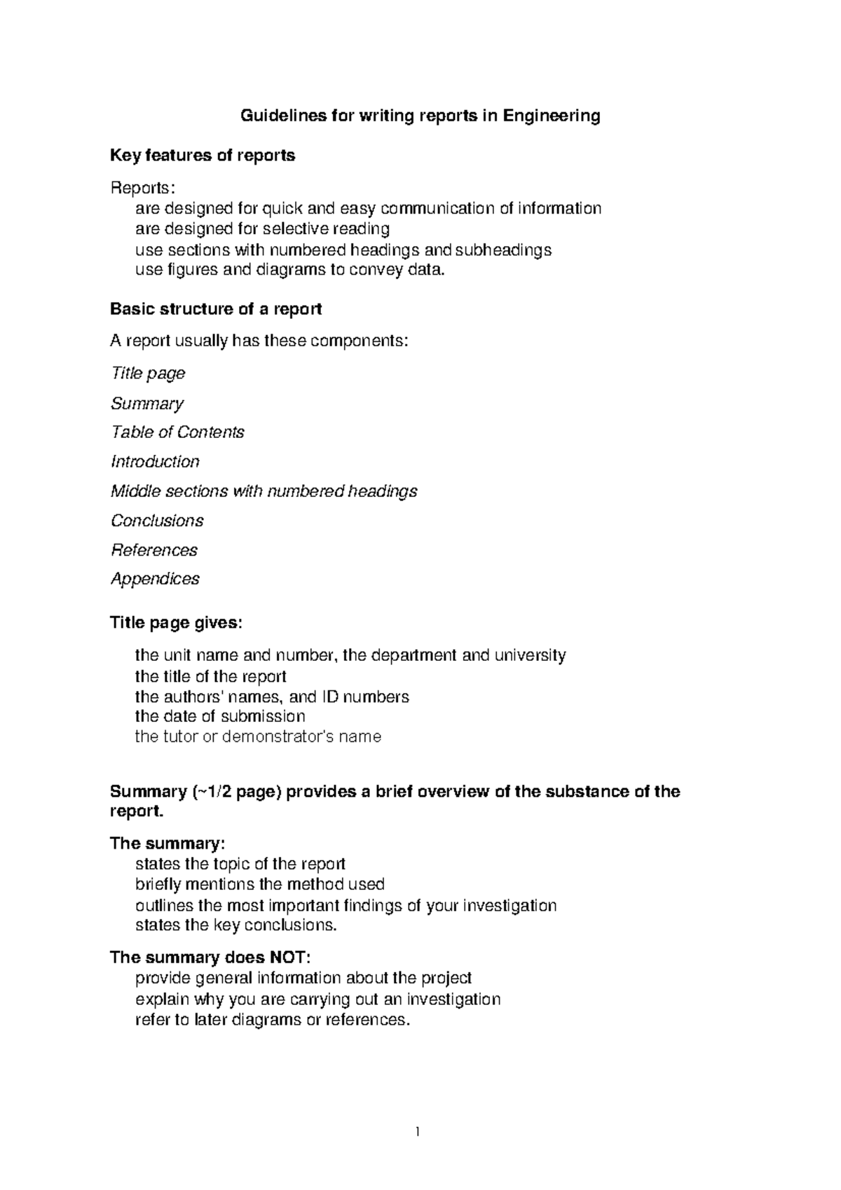 Engineering Report Writing Guidelines: Structure & Key Features - Studocu