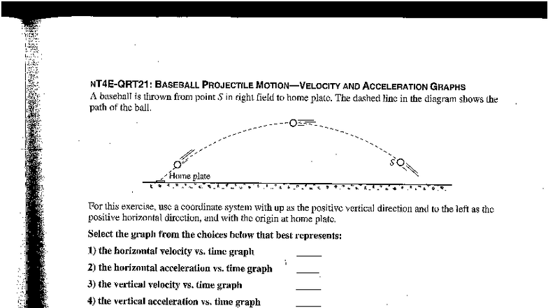 BASE 12: Baseball Projectile Motion & Acceleration Graphs - Studocu