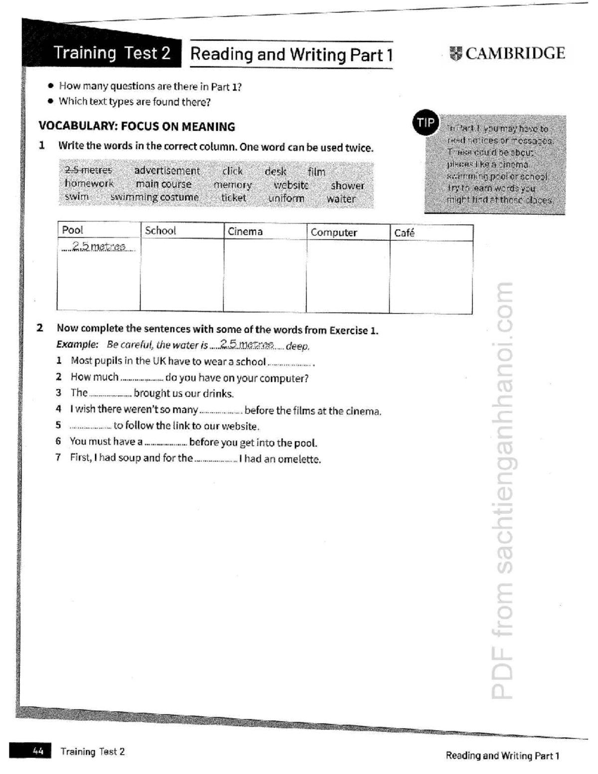 Test 2 KET Reading and Writing Exam Preparation - Studocu