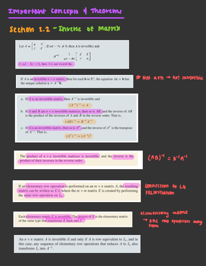 Module 1 Notes - Module 1 Notes Week 1 : Linear Equations 1 Systems of ...