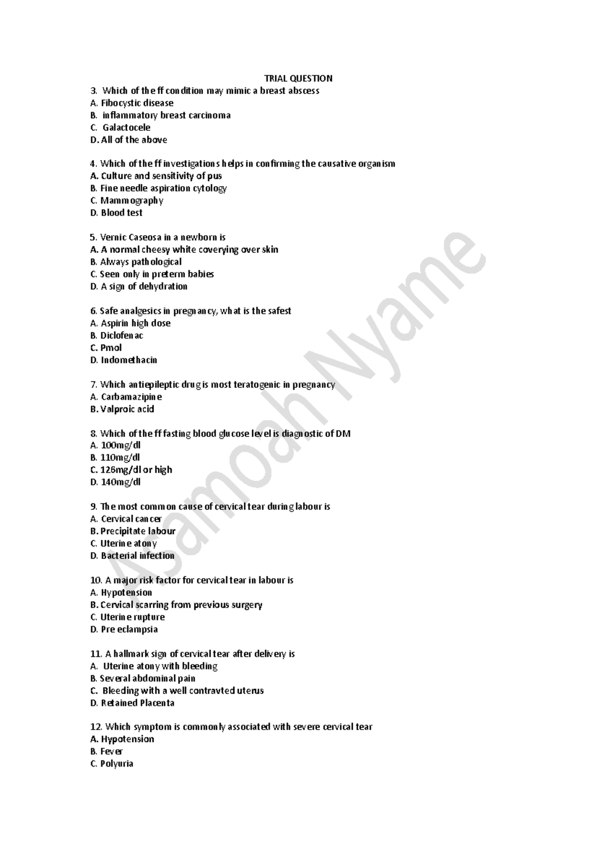 OBS Revision Sample Questions 3-100 - Studocu