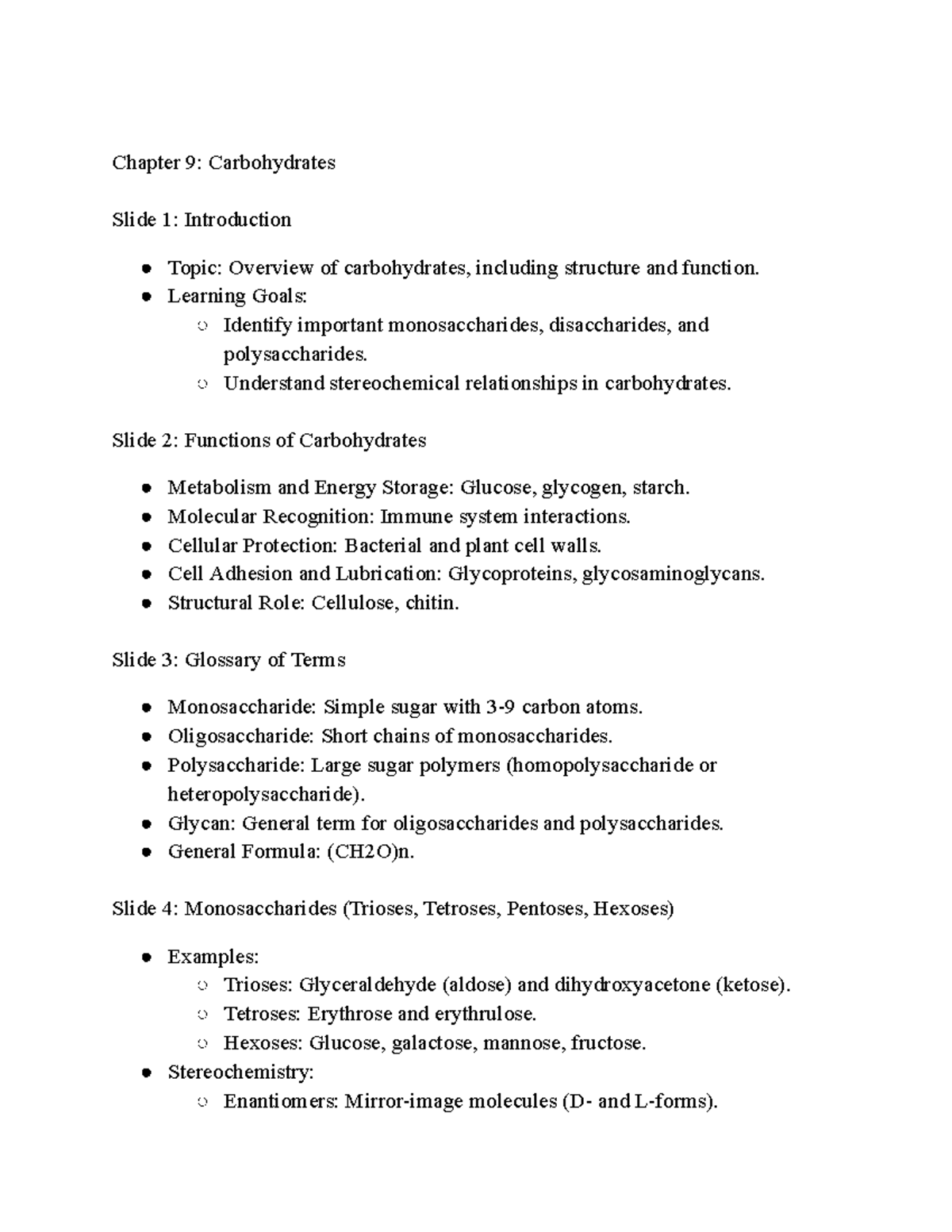Comprehensive Study Guide: Exam 2 Notes on Carbohydrates & Metabolism ...