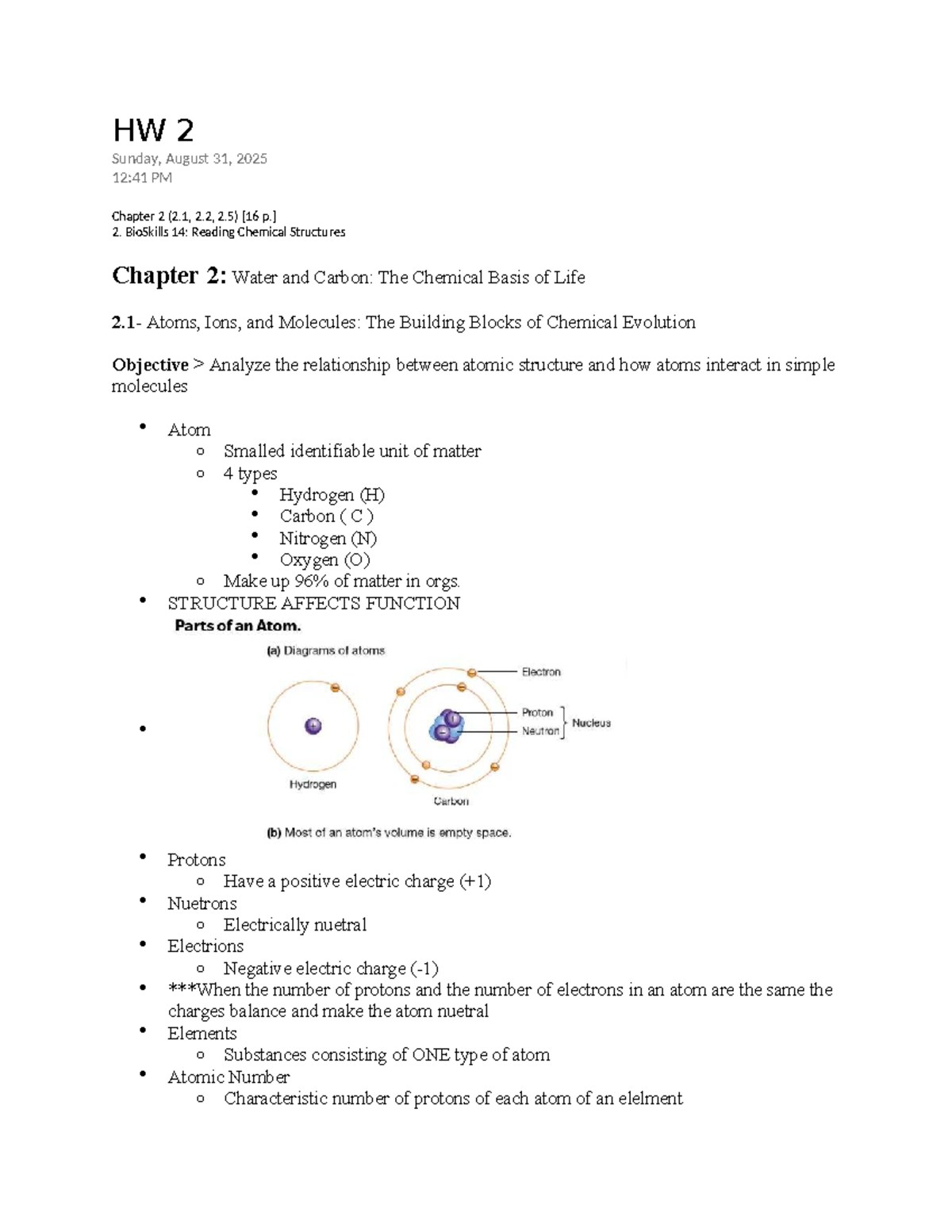 HW 2: Chapter 2 - Chemical Behavior & Functional Groups in Organic ...