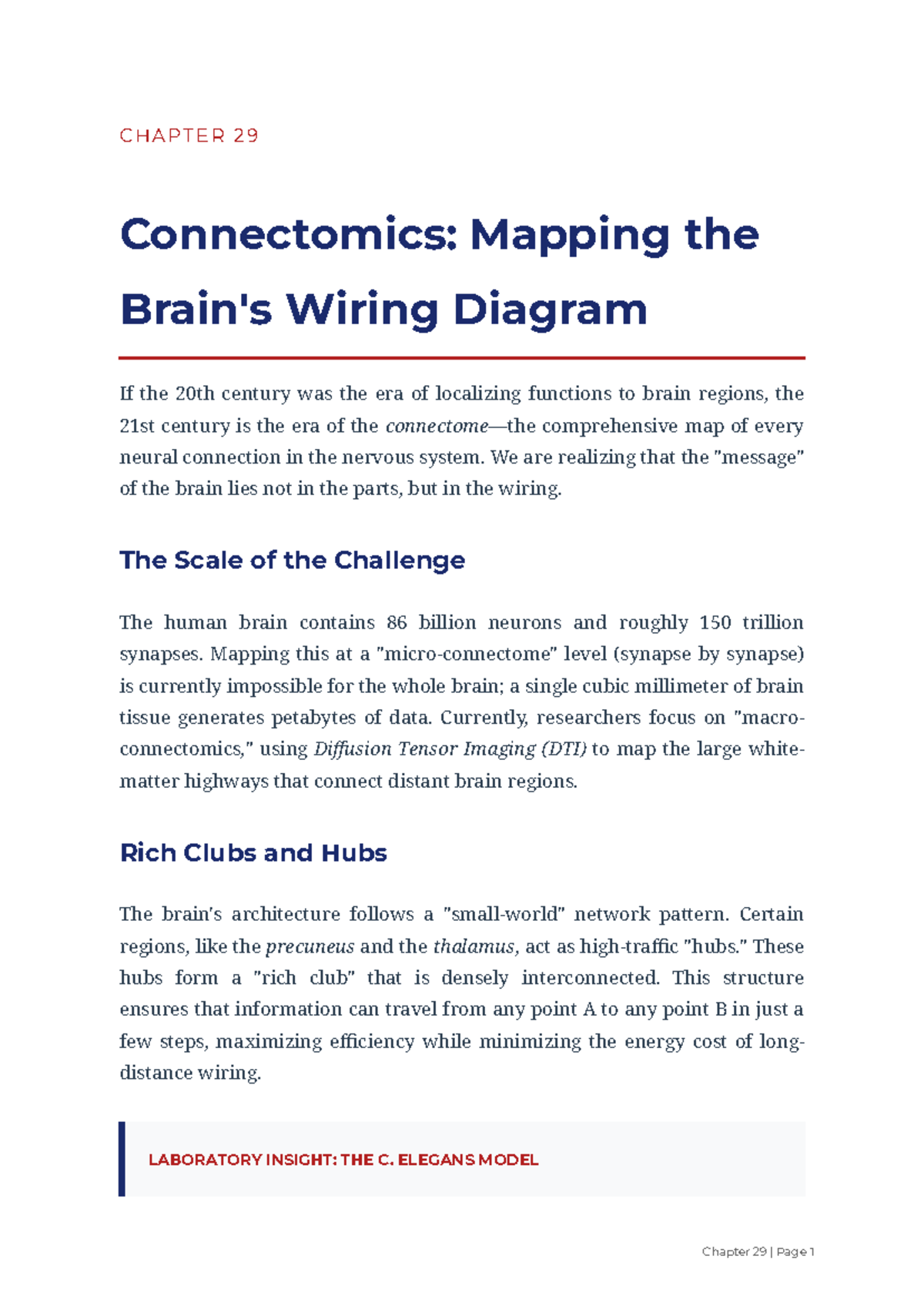 Chapter 29: Connectomics - Mapping the Brain's Wiring Diagram - Studocu