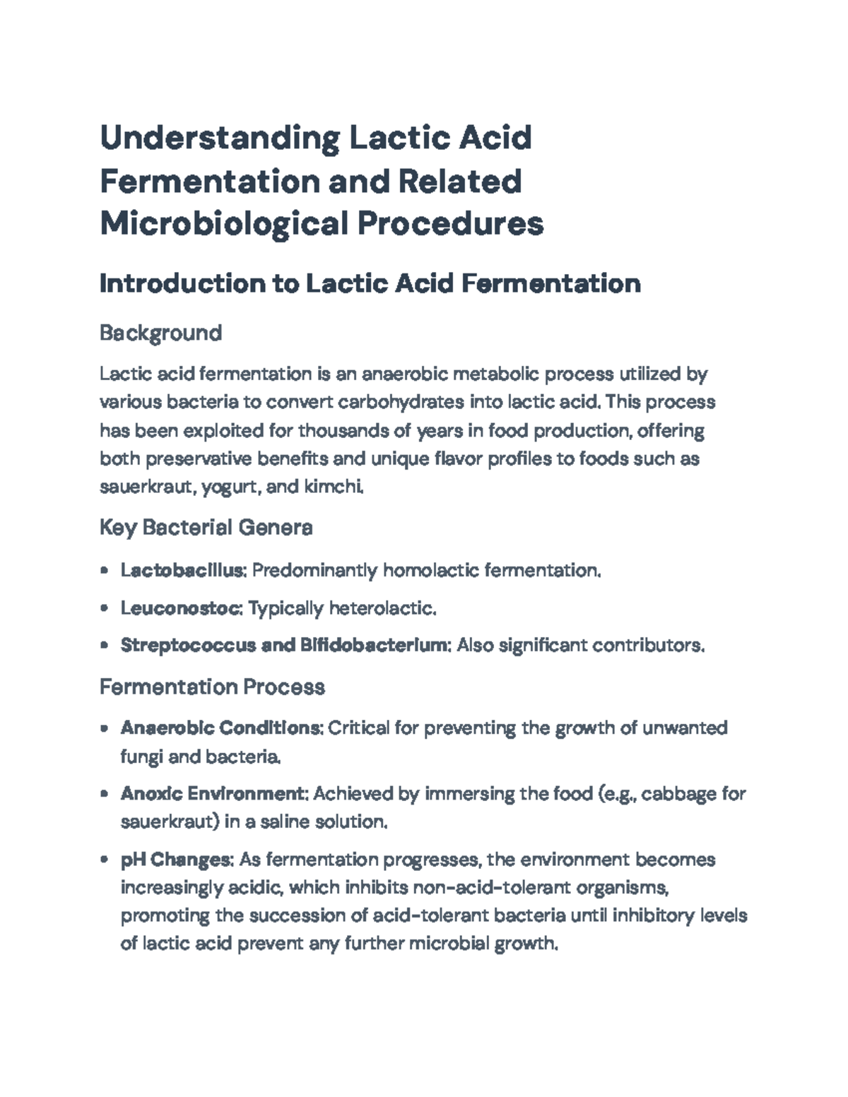 Lactic Acid Fermentation: Laboratory Procedures & Microbial Techniques ...