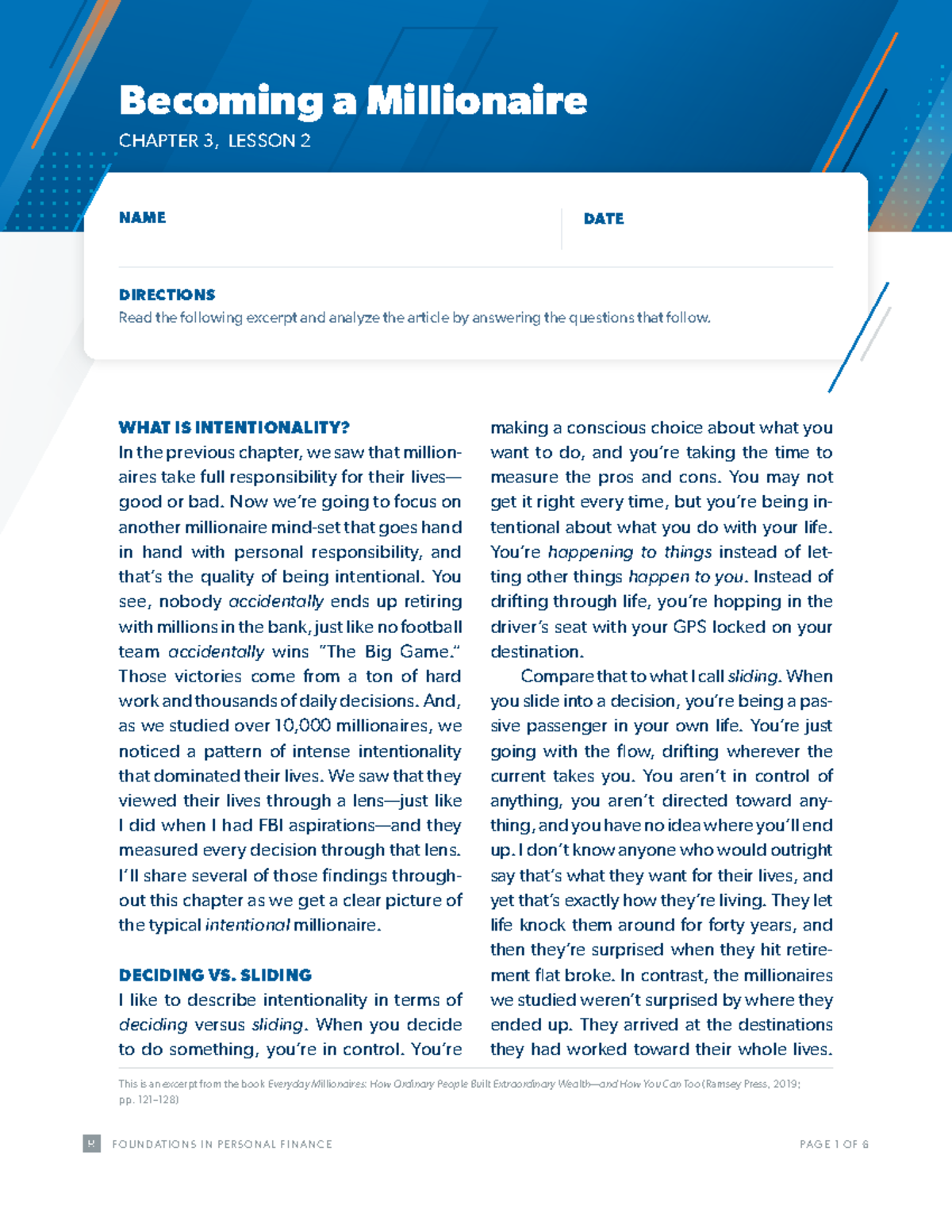 Chapter 3, Lesson 2: Intentionality and Wealth Building Strategies ...