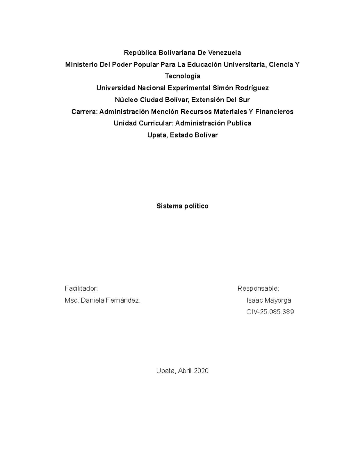 Sistema Político y Administración Pública en Venezuela - Curso: 3 AP ...