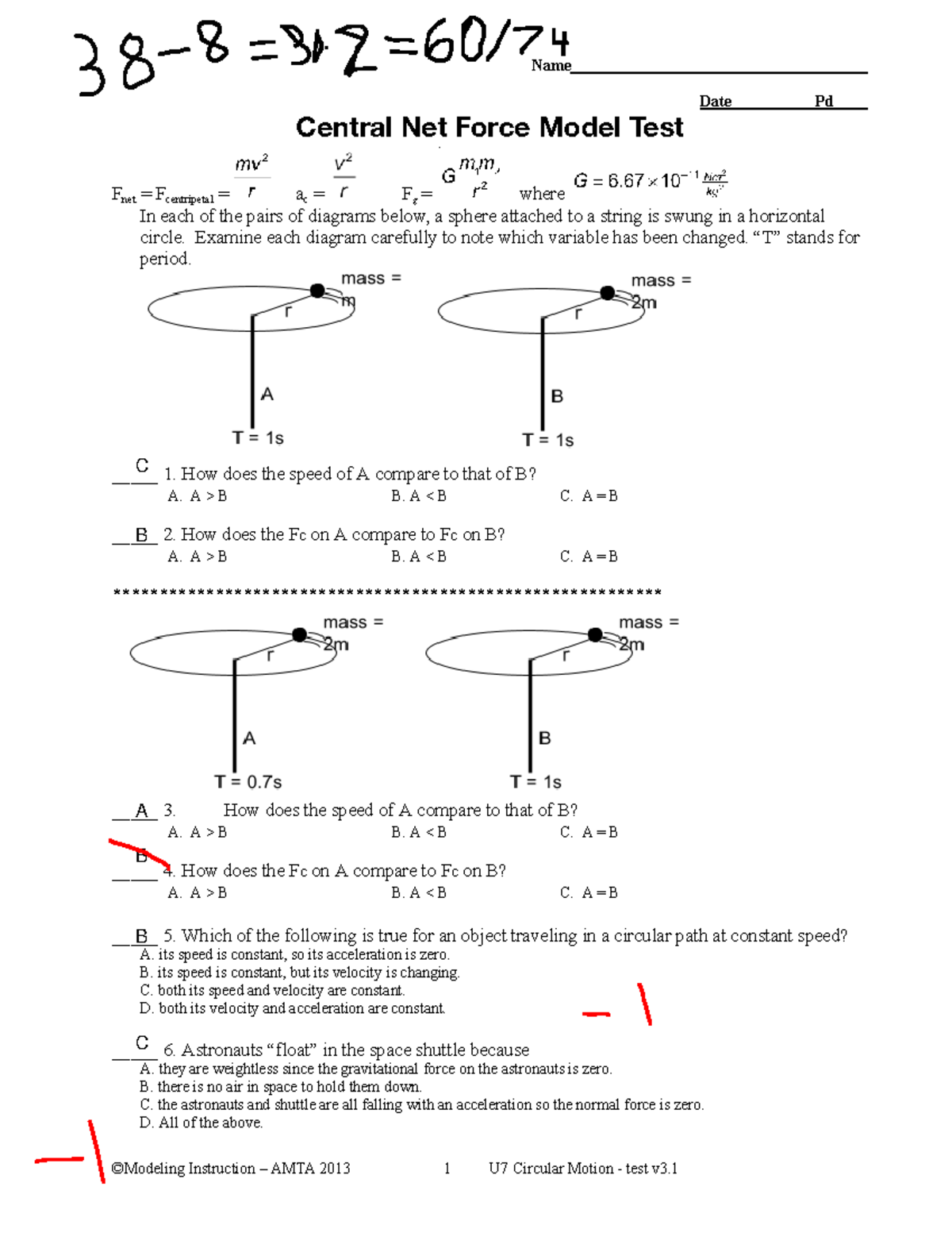 Central Net Force Model Test - 11 U7 Exam Review Notes - Studocu