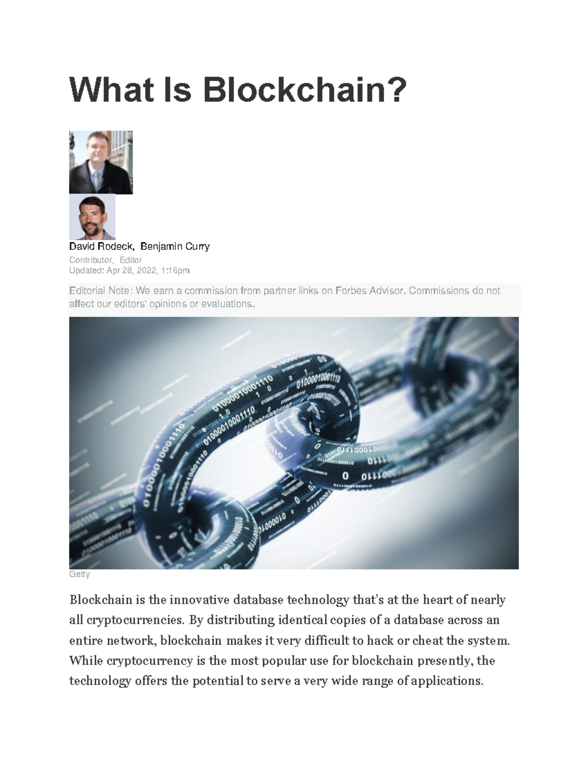 Understanding Blockchain Technology: Definition & Applications - Studocu