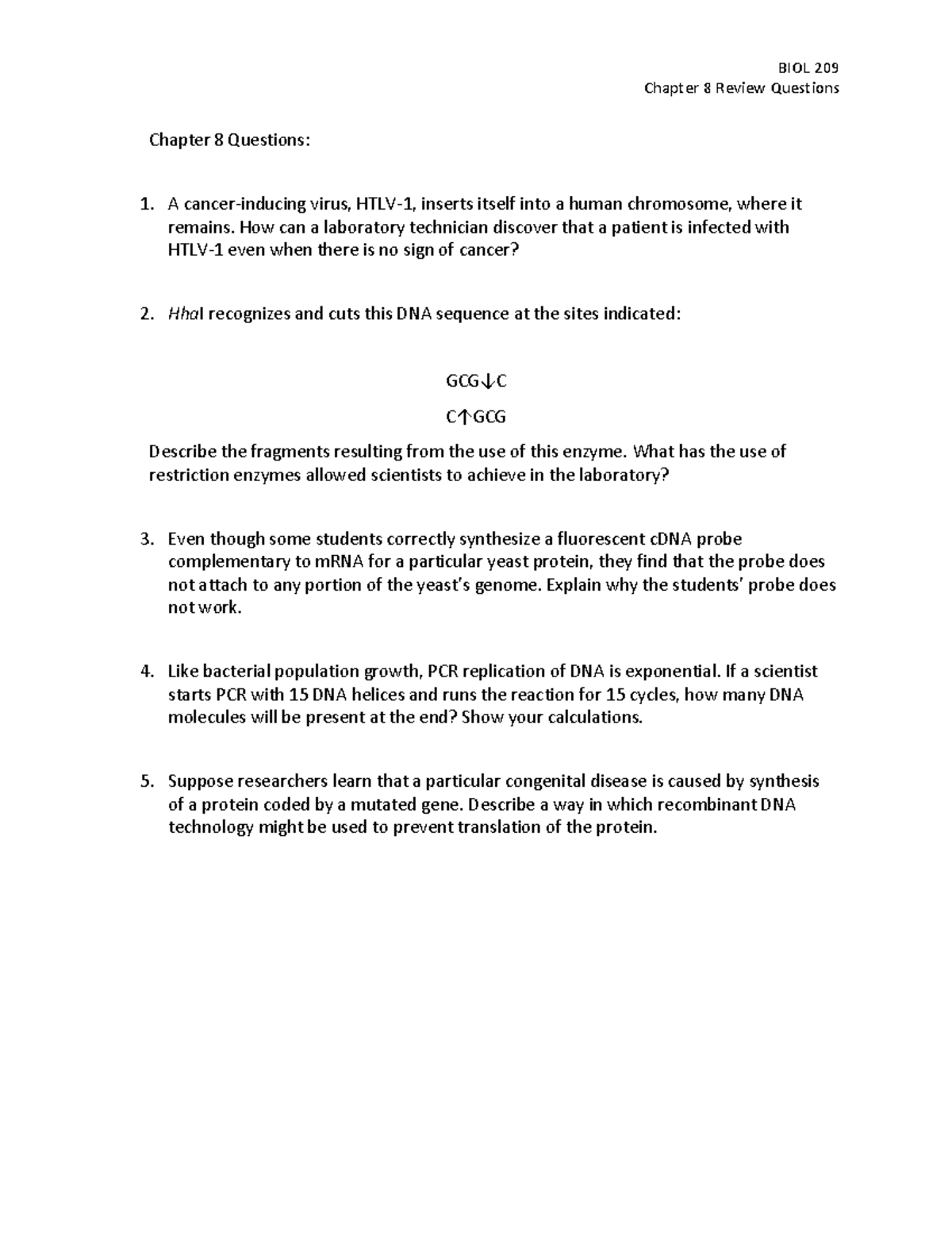 Chapter 8 Review Questions - BIOL 209 Chapter 8 Review Questions ...