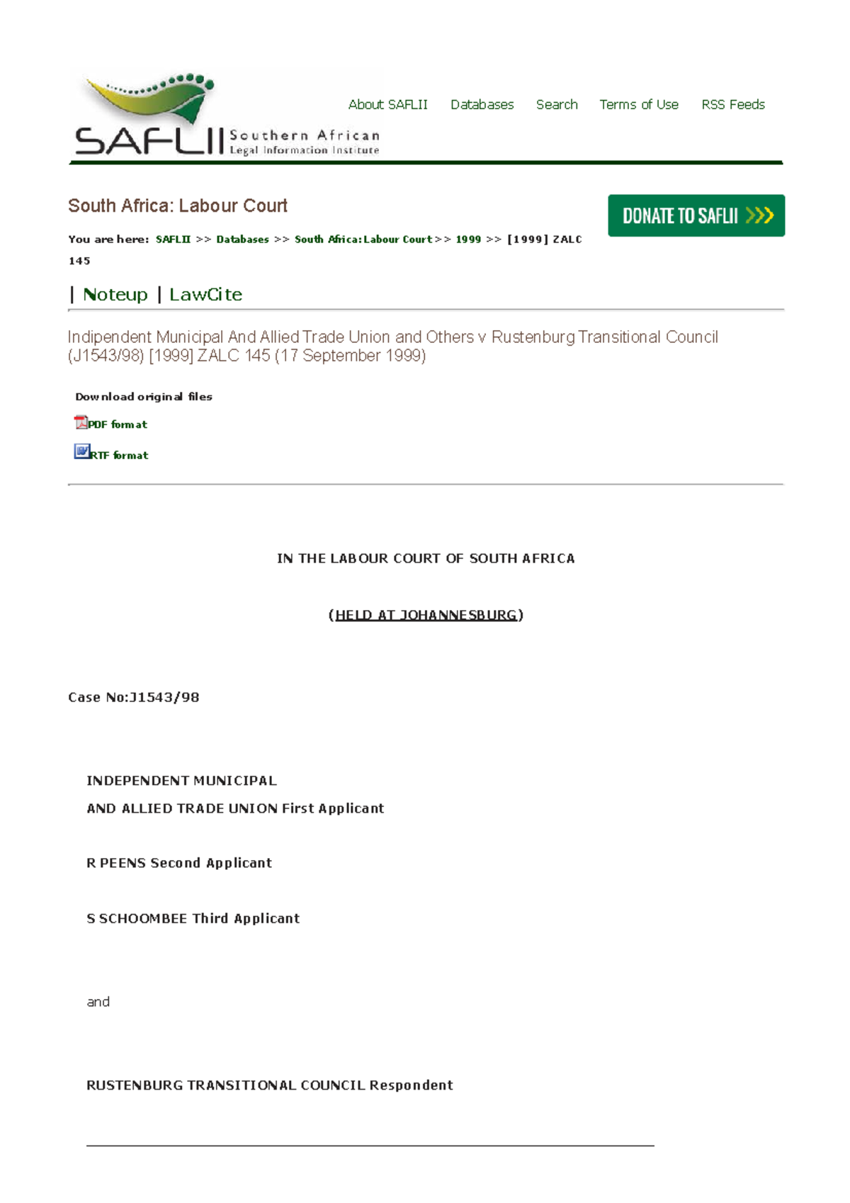 Indipendent Municipal and Allied Trade Union v Rustenburg Transitional ...