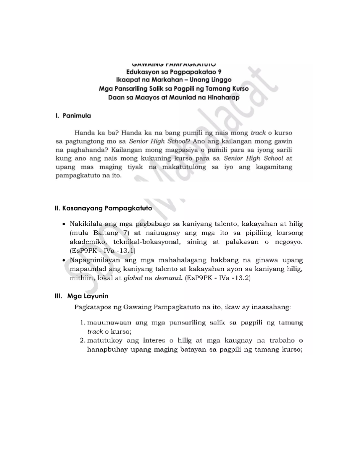 ESP Q4 - W1 - ESP 9 Quarter 4 Overview and Key Concepts - Studocu