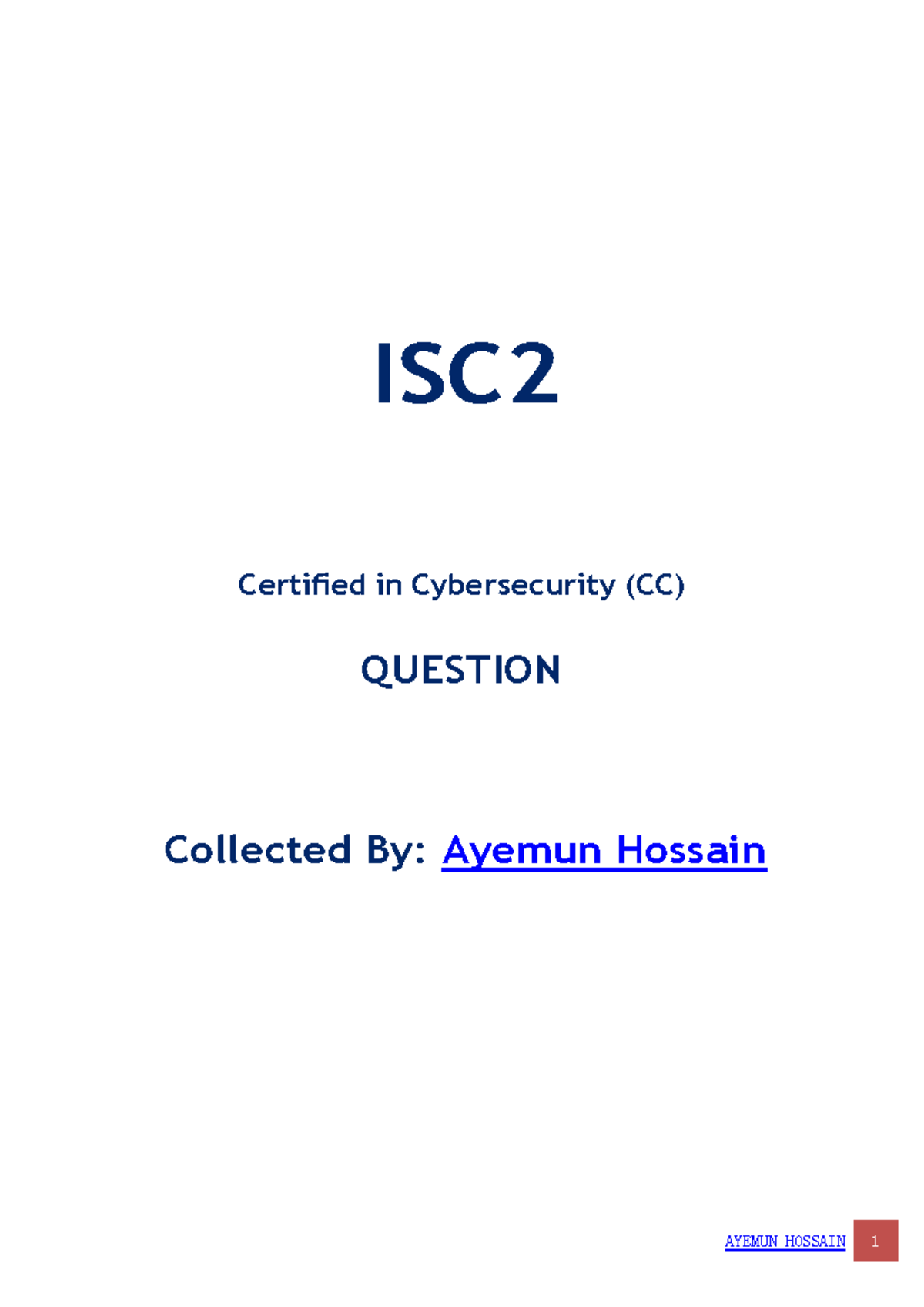 ISC2 CC Certified Cybersecurity: 200+ Practice Questions & Answers ...