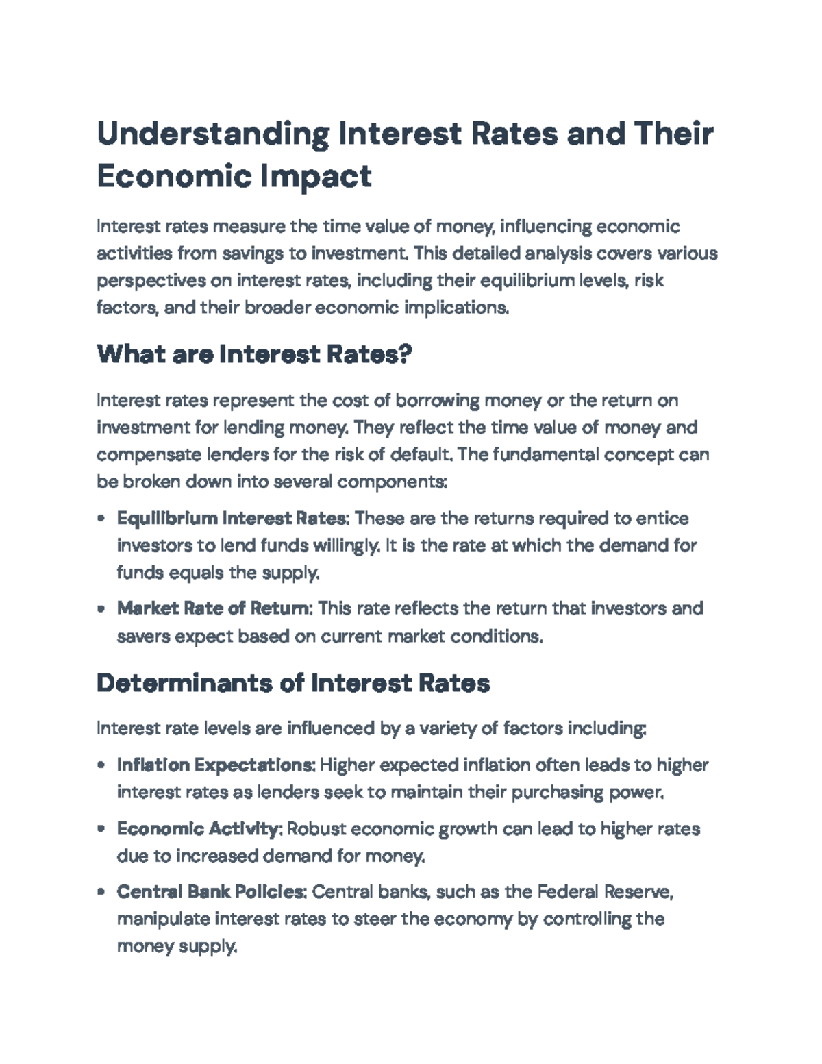 Understanding Interest Rates: Economic Impacts and Management ...