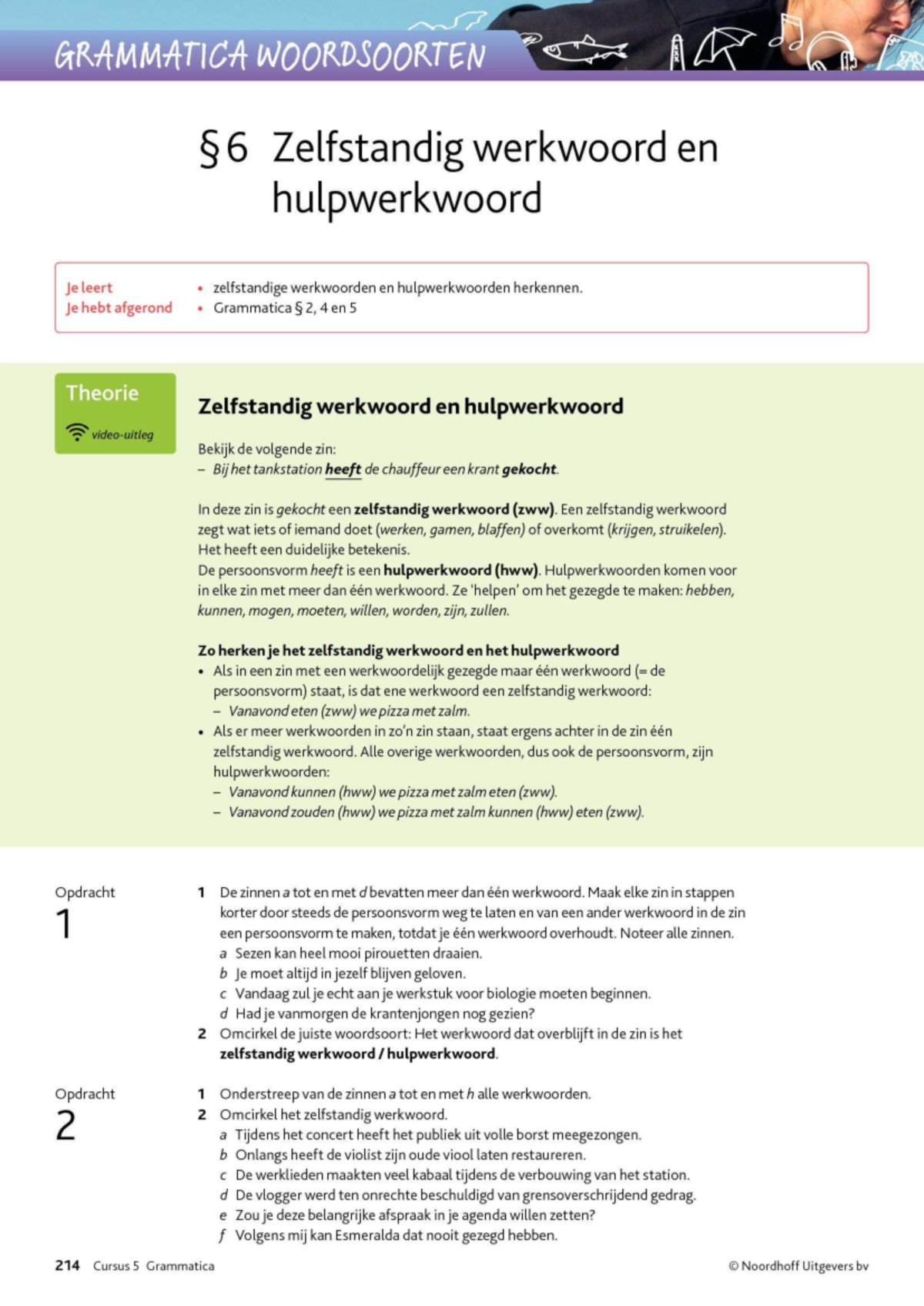 GRAMMATICA WOORDSOORTEN: Zelfstandig en Hulpwerkwoorden - Cursus 5 ...