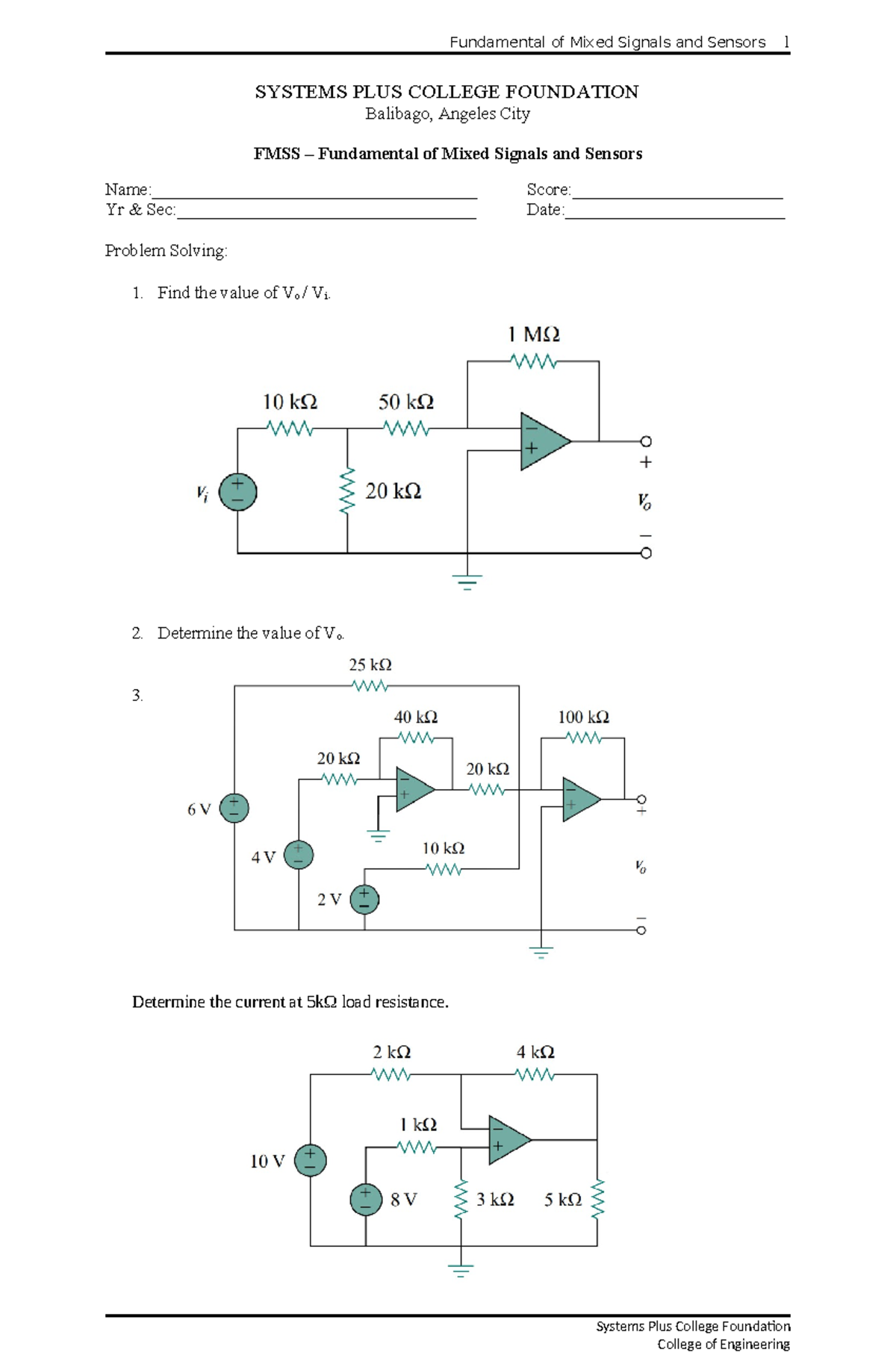 FMSS Prelim Quiz1 2024 2025 - Fundamental of Mixed Signals and Sensors ...