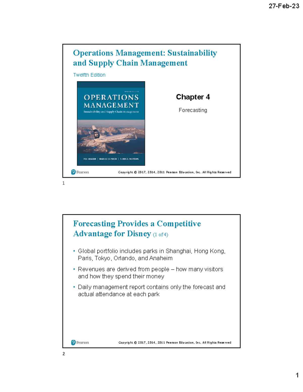 Chapter 4: Forecasting in Operations Management and Supply Chains - Studocu