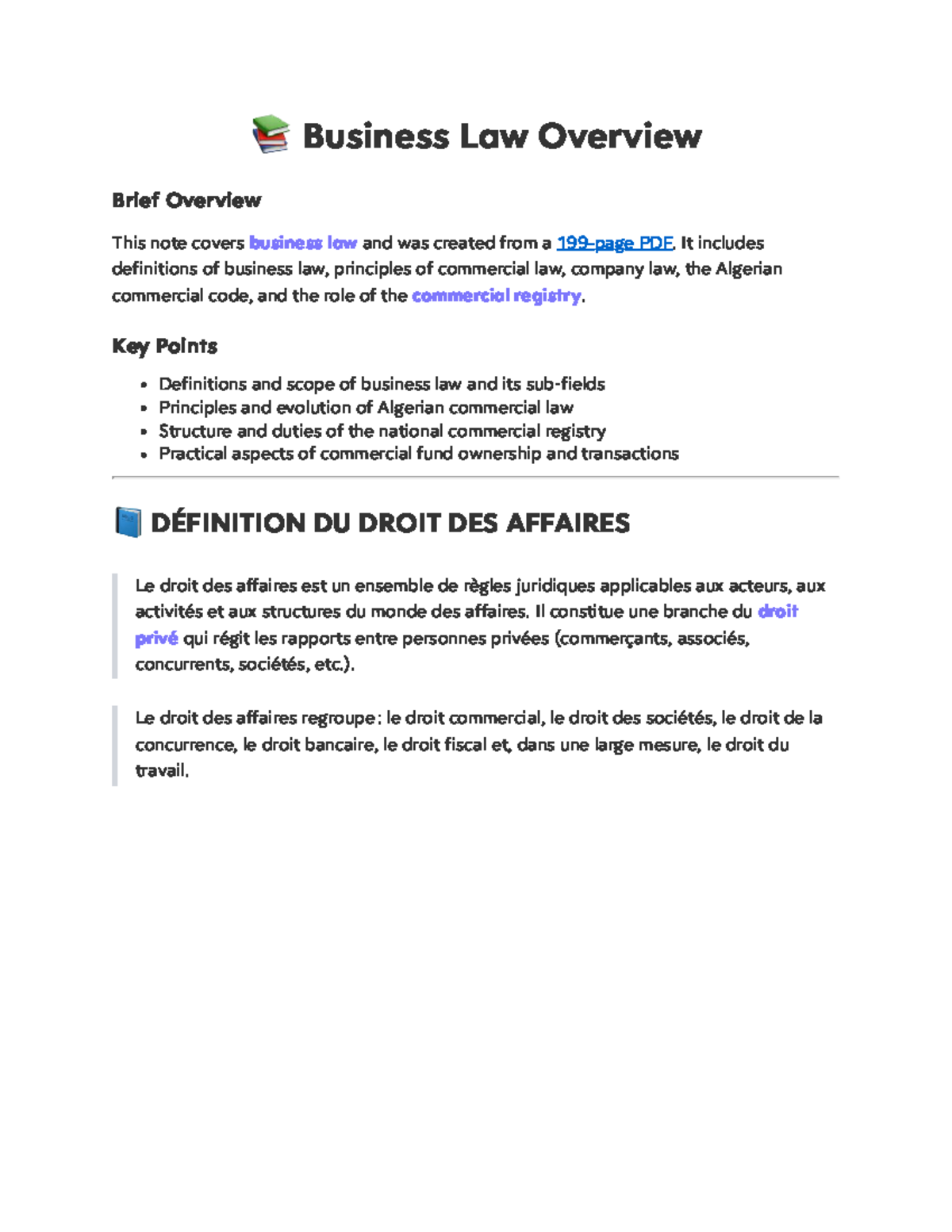 Business Law Overview: Key Principles and Algerian Code (BL101) - Studocu