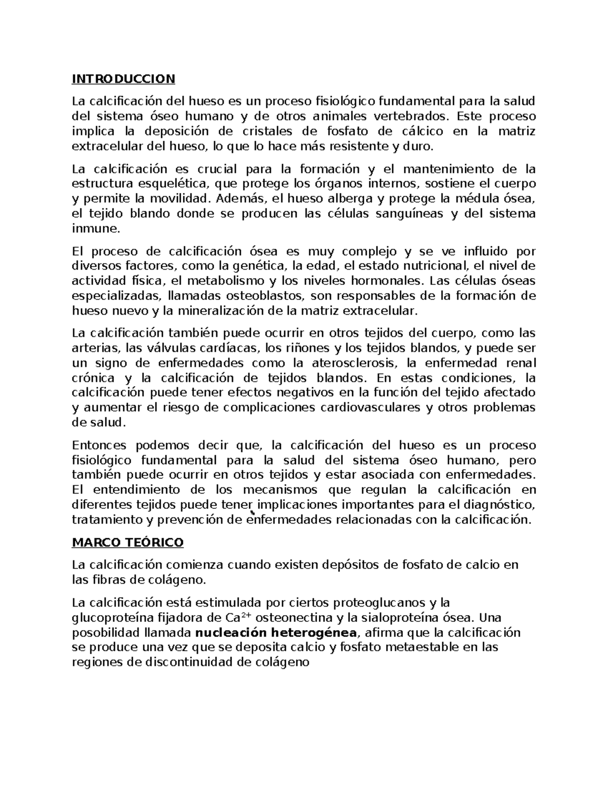 Teoría de la Calcificación Ósea: Mecanismos y Regulación - Studocu