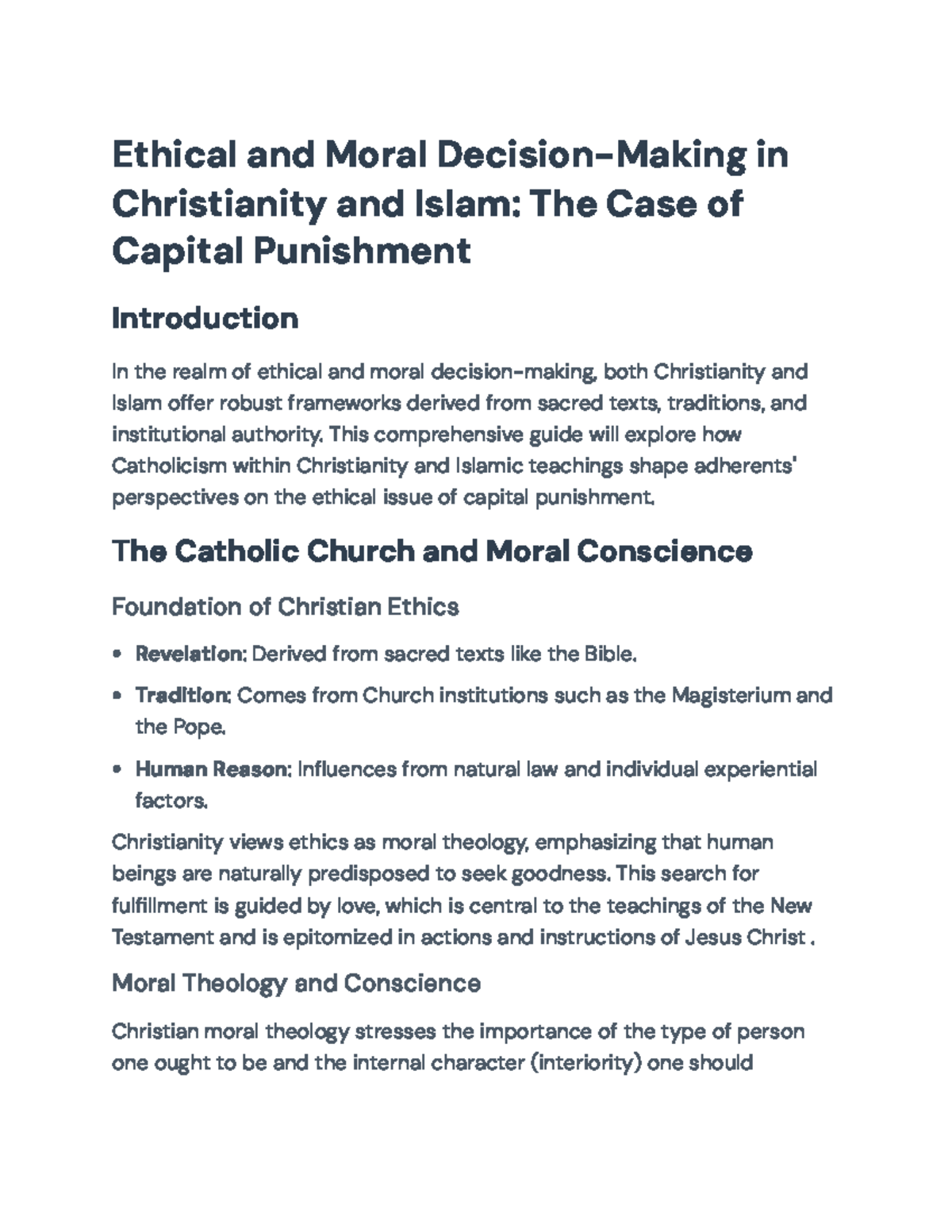 Ethical Decision-Making on Capital Punishment in Christianity & Islam ...