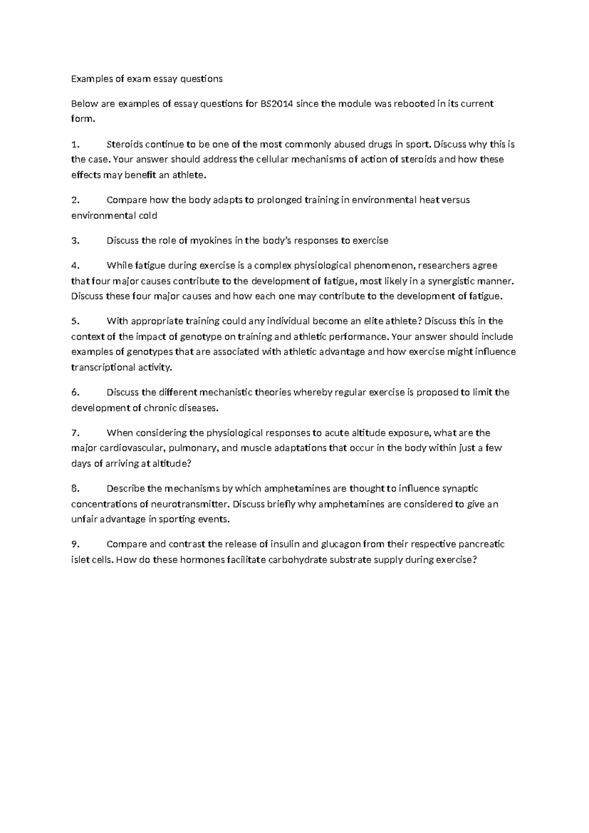 BS2014 Final Exam Essay Questions Examples (2020) - Studocu